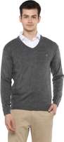 Alan Jones Self Design V Neck Casual Men Grey Sweater - Buy Alan Jones ...