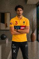 AV-KJLP Self Design Men Polo Neck Yellow T-Shirt - Buy AV-KJLP Self ...