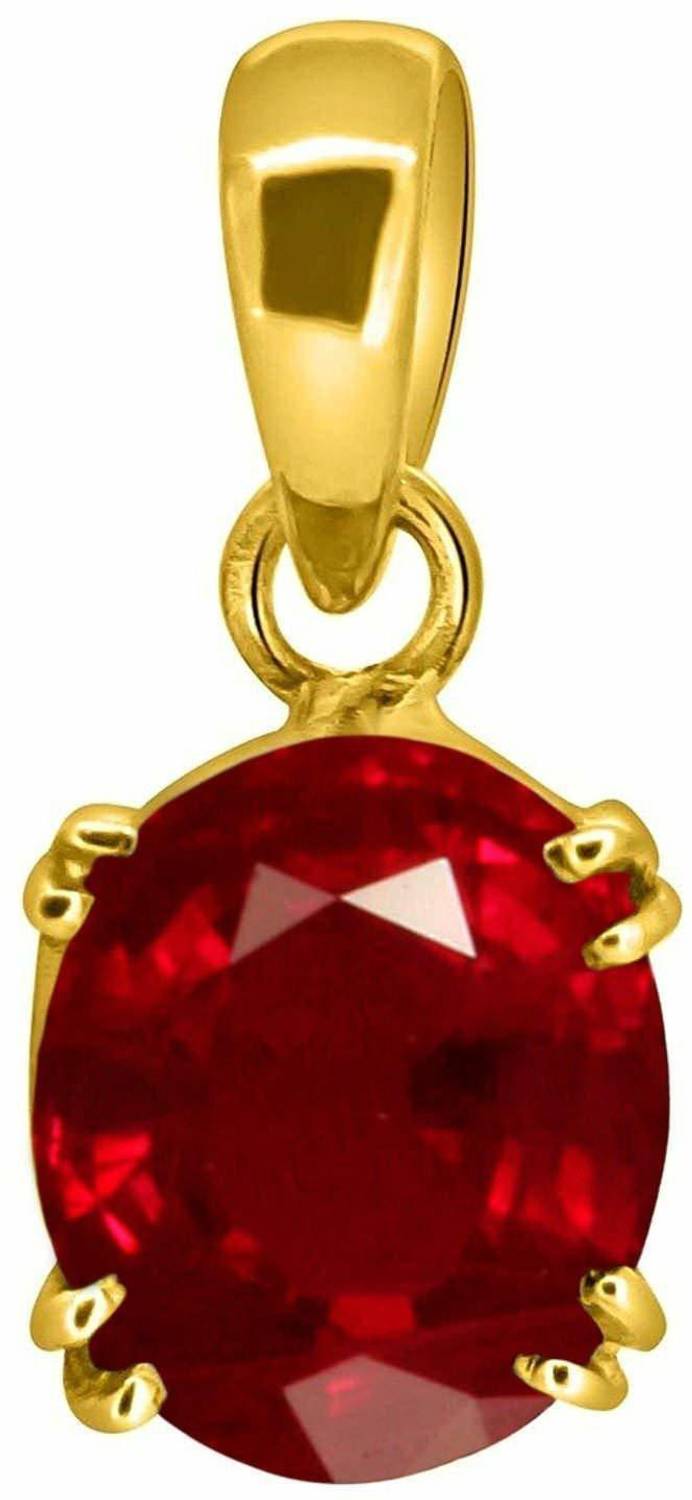 CHIRAG GEMS 7.25 RATTI RUBY PENDANT GOLD PLATED Gold-plated Ruby Brass ...