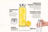 HEALTH TAG Food Grade 750 ML Round Glass Water bottle(Pack Of 1)akx 750 ...