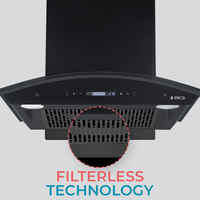 Elica BLDC FLCG 600 HAC LTW MS NERO Filterless Auto Clean Wall Mounted ...