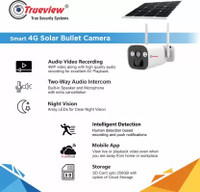 Trueview 4MP Smart CCTV 4G Sim Based Solar Powered Bullet CCTV Camera ...