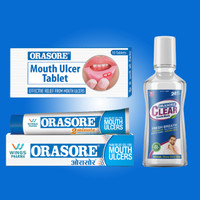 Orasore Oral Care Combo with Mouth Ulcer Gel, Tablets & Clear Mouthwash ...