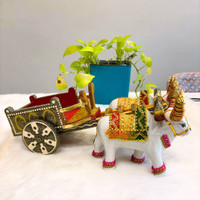 NAVRANG Wooden Bullock Cart Wooden Showpiece Home Decoration Cart Balad ...