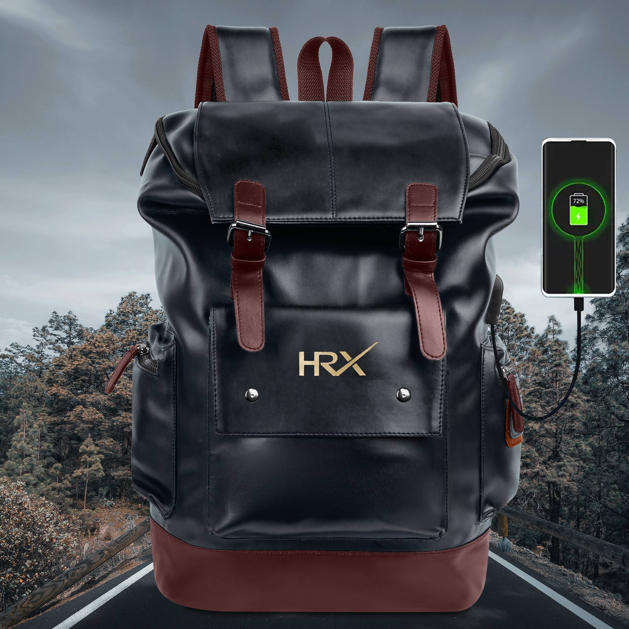 HRX by Hrithik Roshan Brown Leatherette Anti Theft Casual Laptop ...