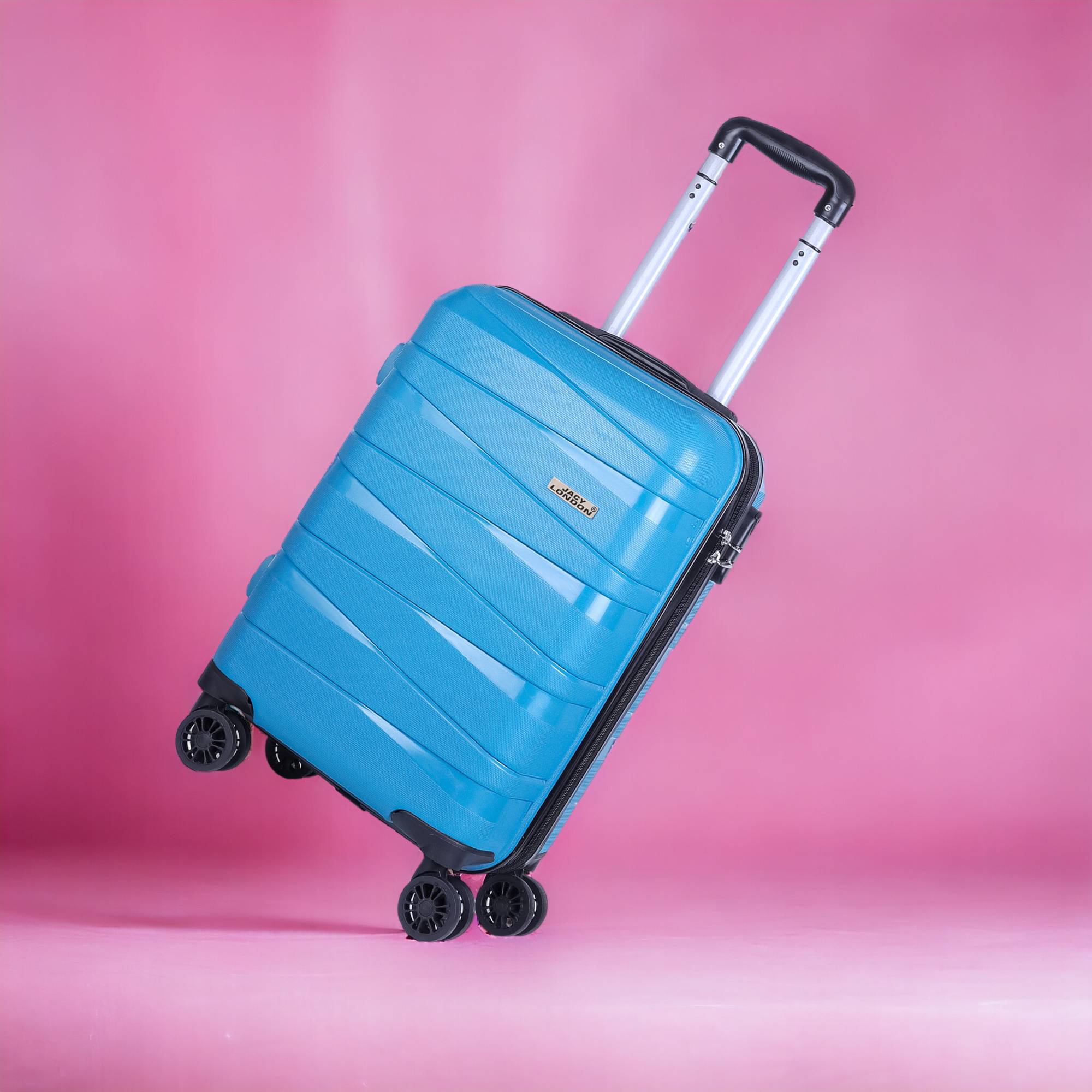 JACY LONDON Hard Sided PP 8 Wheel Spinners, with Telescopic Steel ...