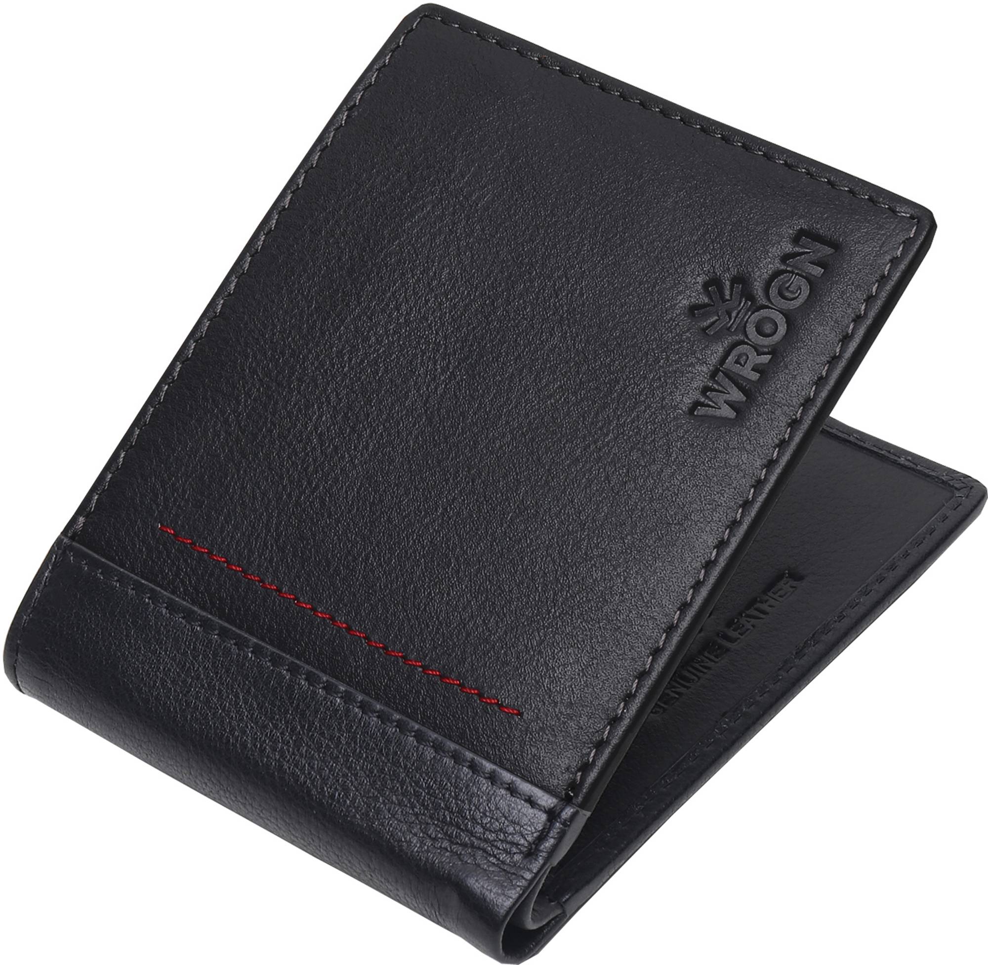 WROGN Men Black Genuine Leather Wallet Black - Price in India ...