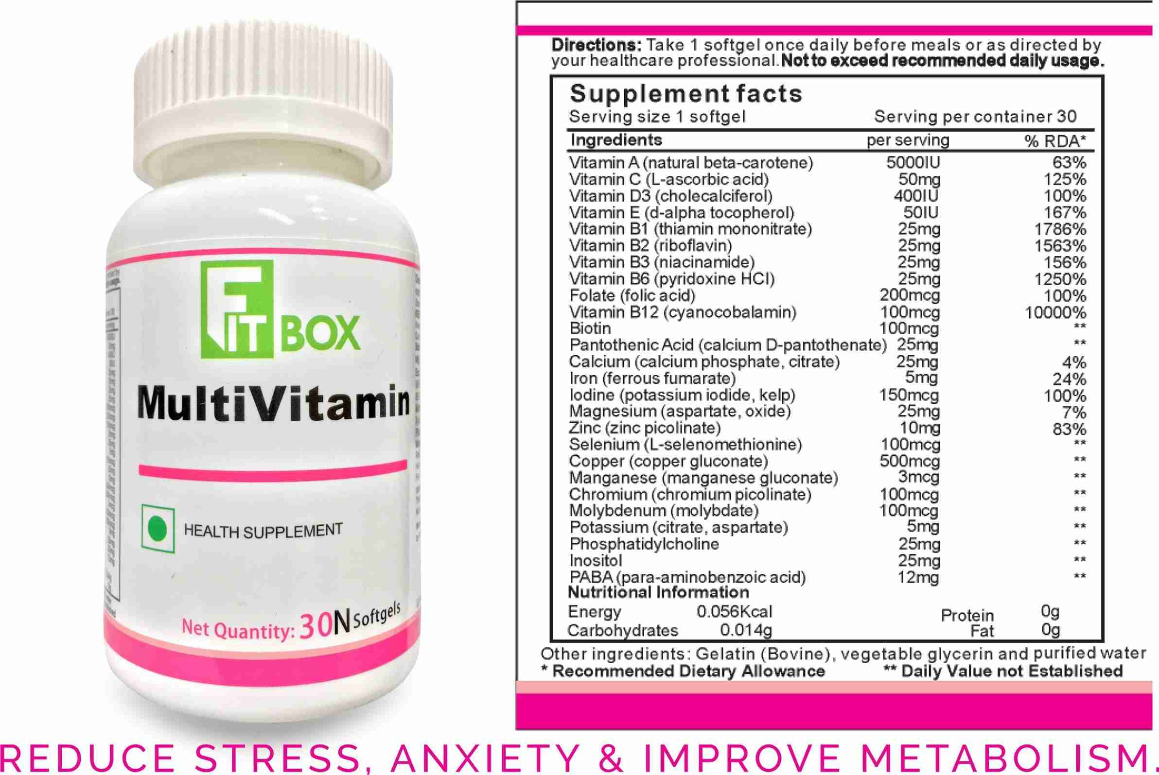 FitBox Adult (30 Count) Multivitamin/Multimineral Supplement Tablet ...