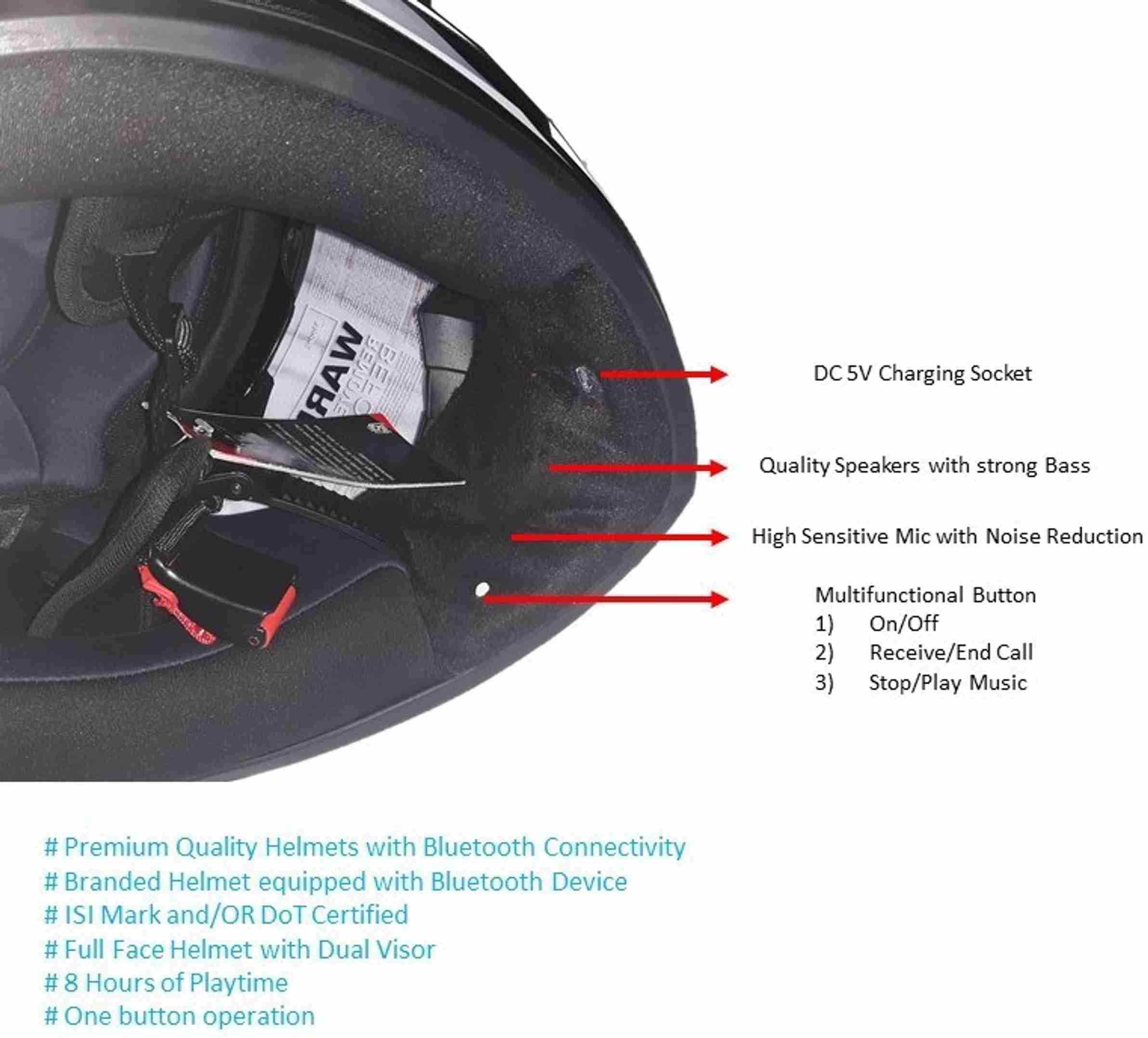 VEGA Bluetooth Motorcycle Smart Helmet Price in India - Buy VEGA ...