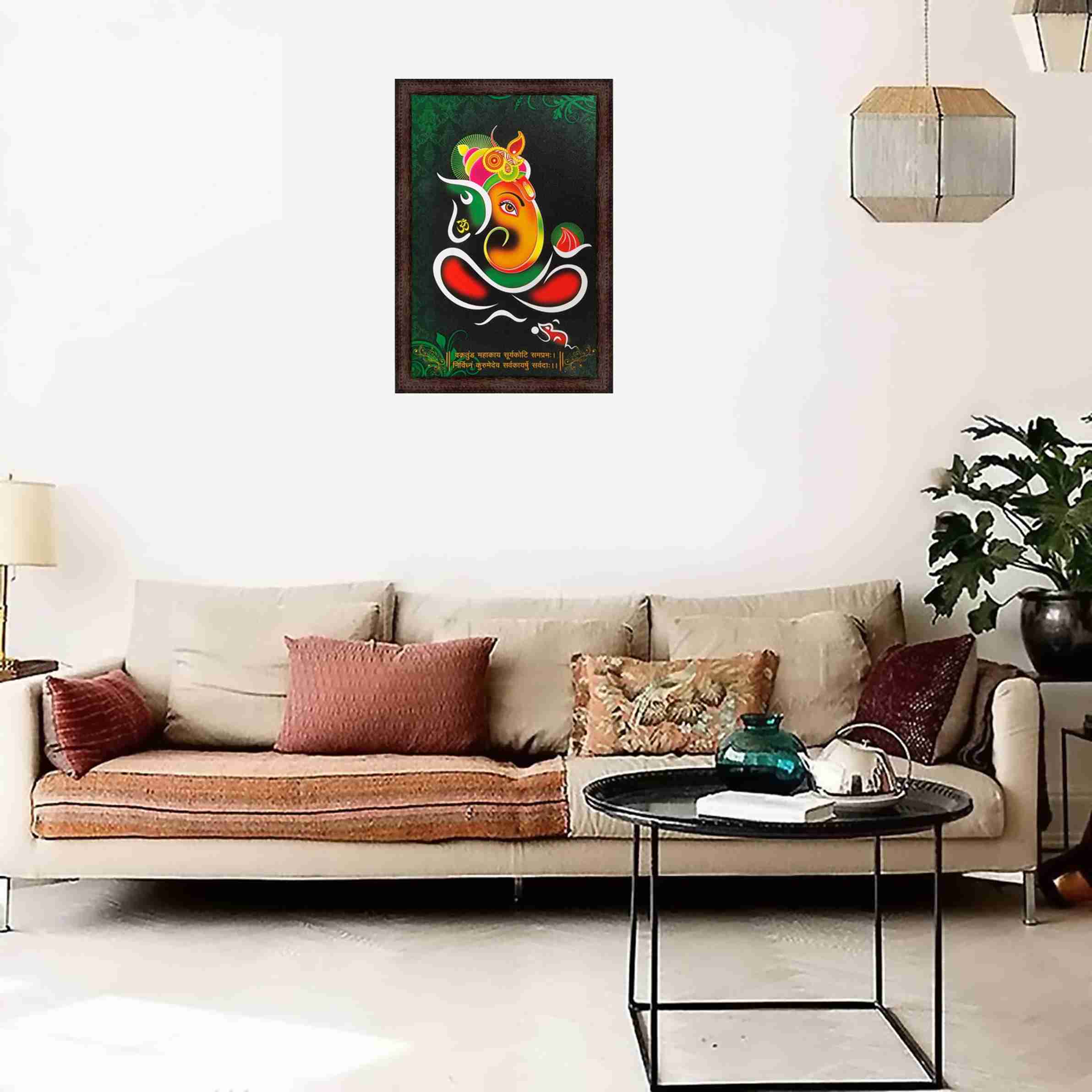V Art & Creations Texture Canvas Print Lord Ganpati Ganesha Painting ...
