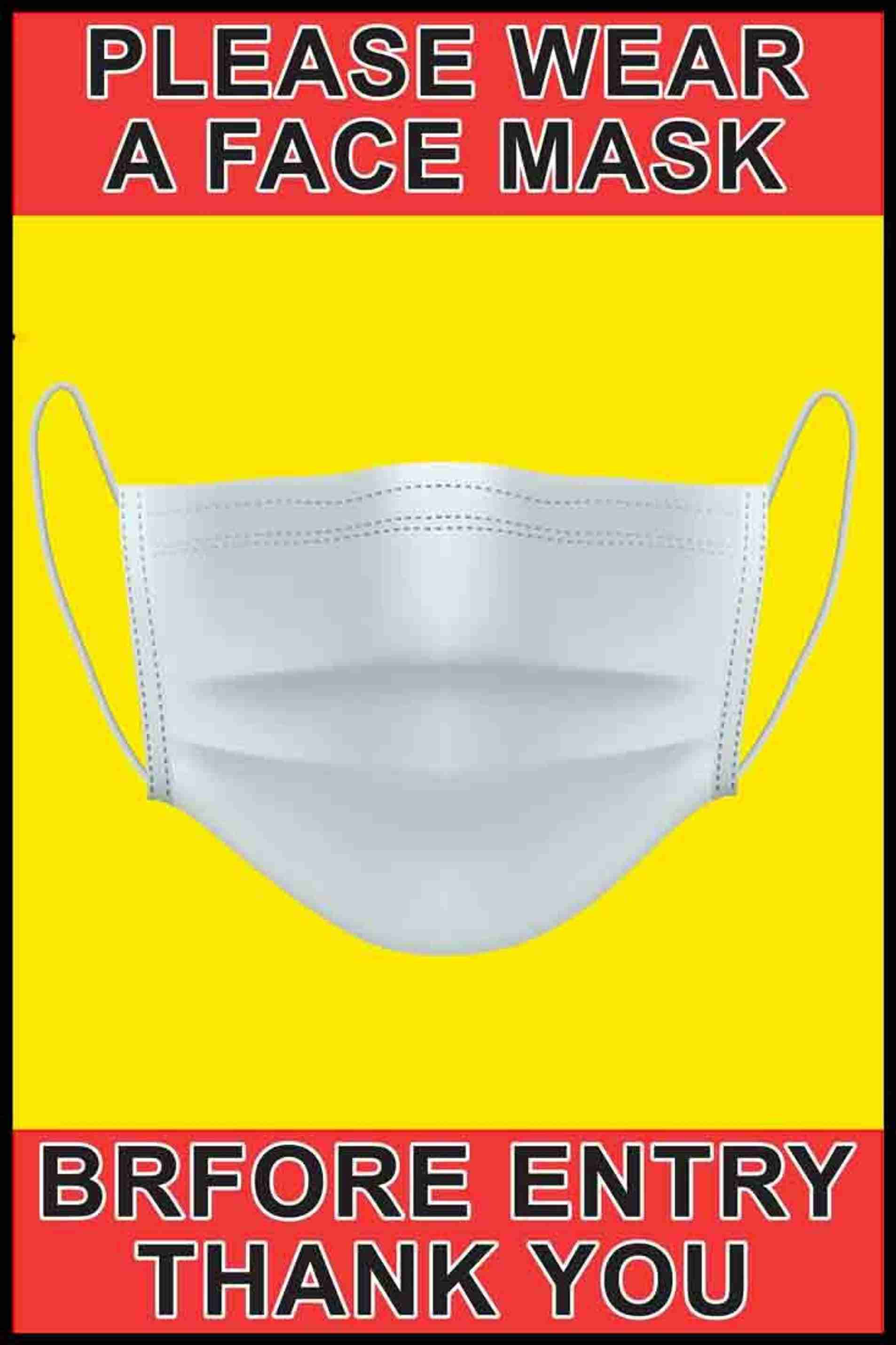 Please Wear Mask Before Entry Thank You Waterproof Vinyl Sticker Poster ...