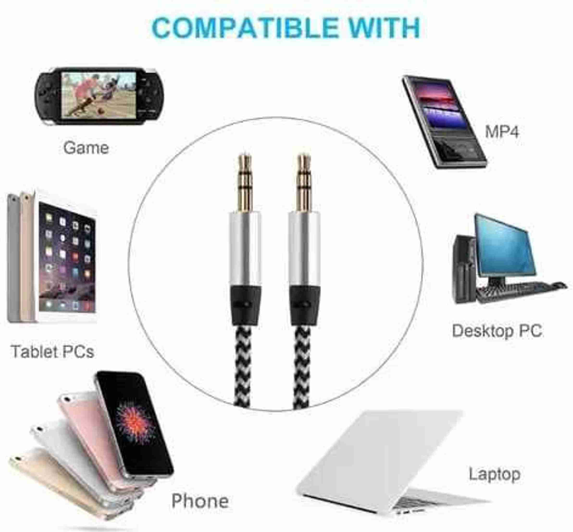 icall AUX Cable 1.5 m Metal Aux Audio Cable with 3.5mm Male to Male ...