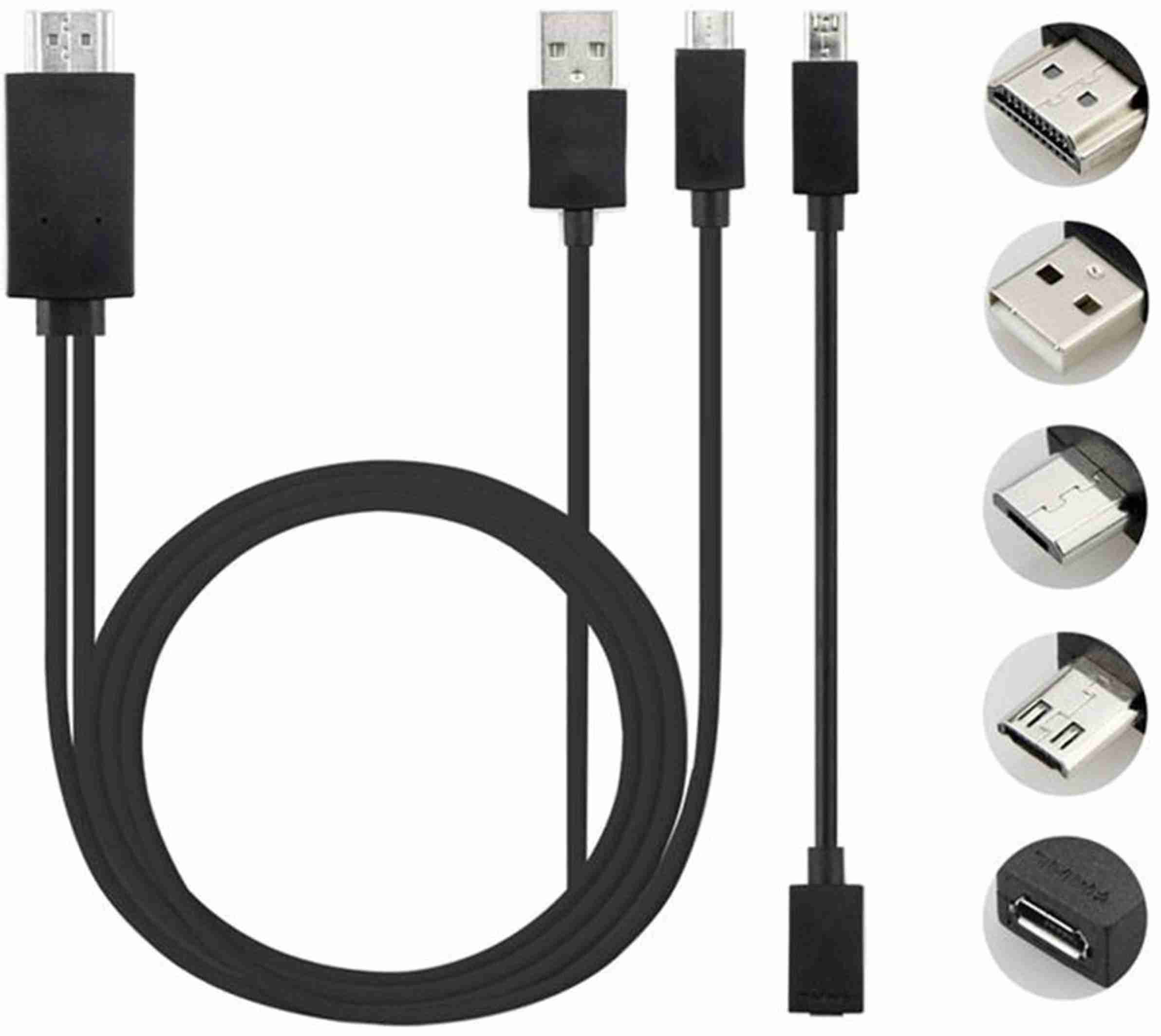 TohuBohu HDMI Cable 2.1 m MHL USB 11pin 5pin to HDMI Adapter Kit ...