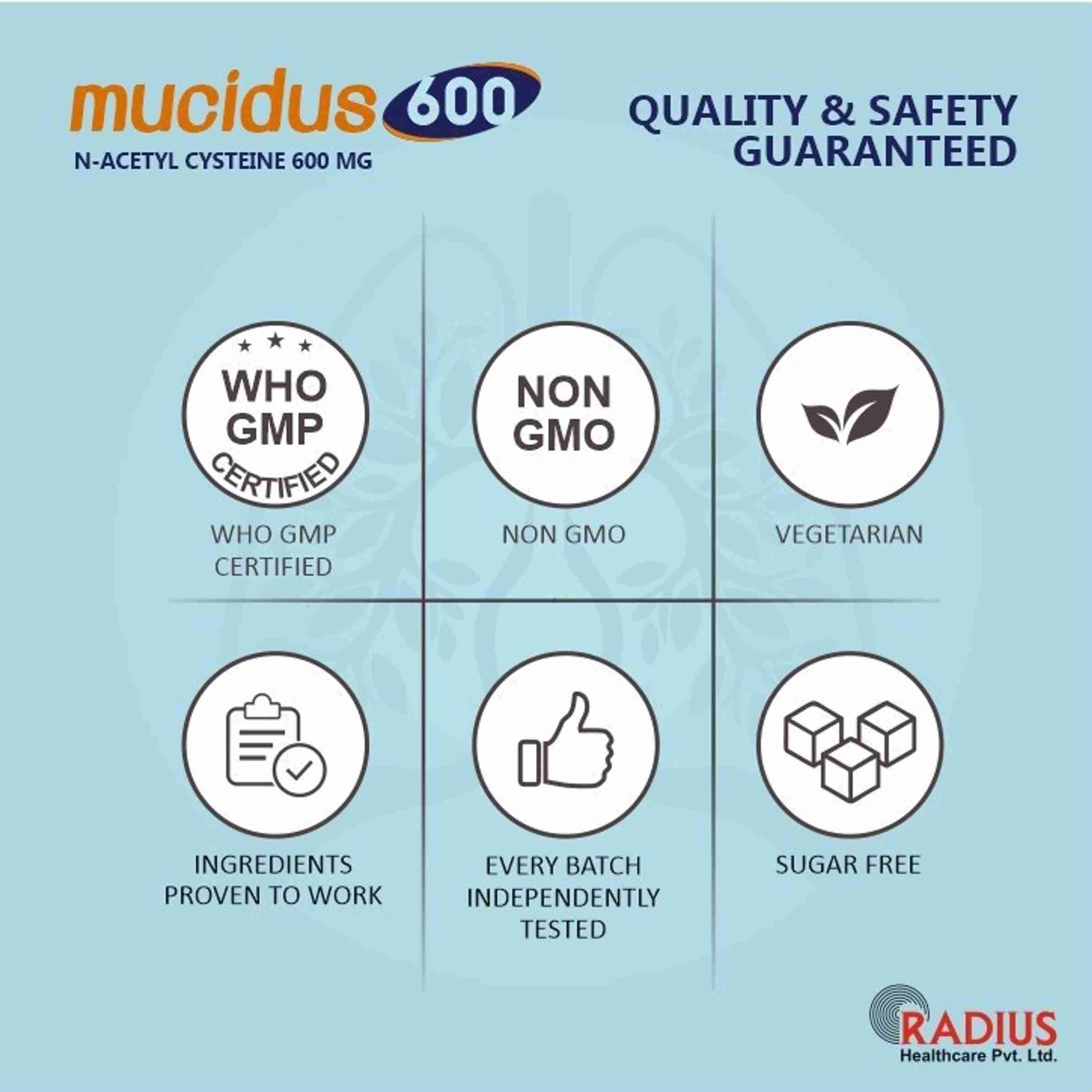 Radiplex Mucidus N-Acetylcysteine 600 mg Effervescent Tablets Orange ...