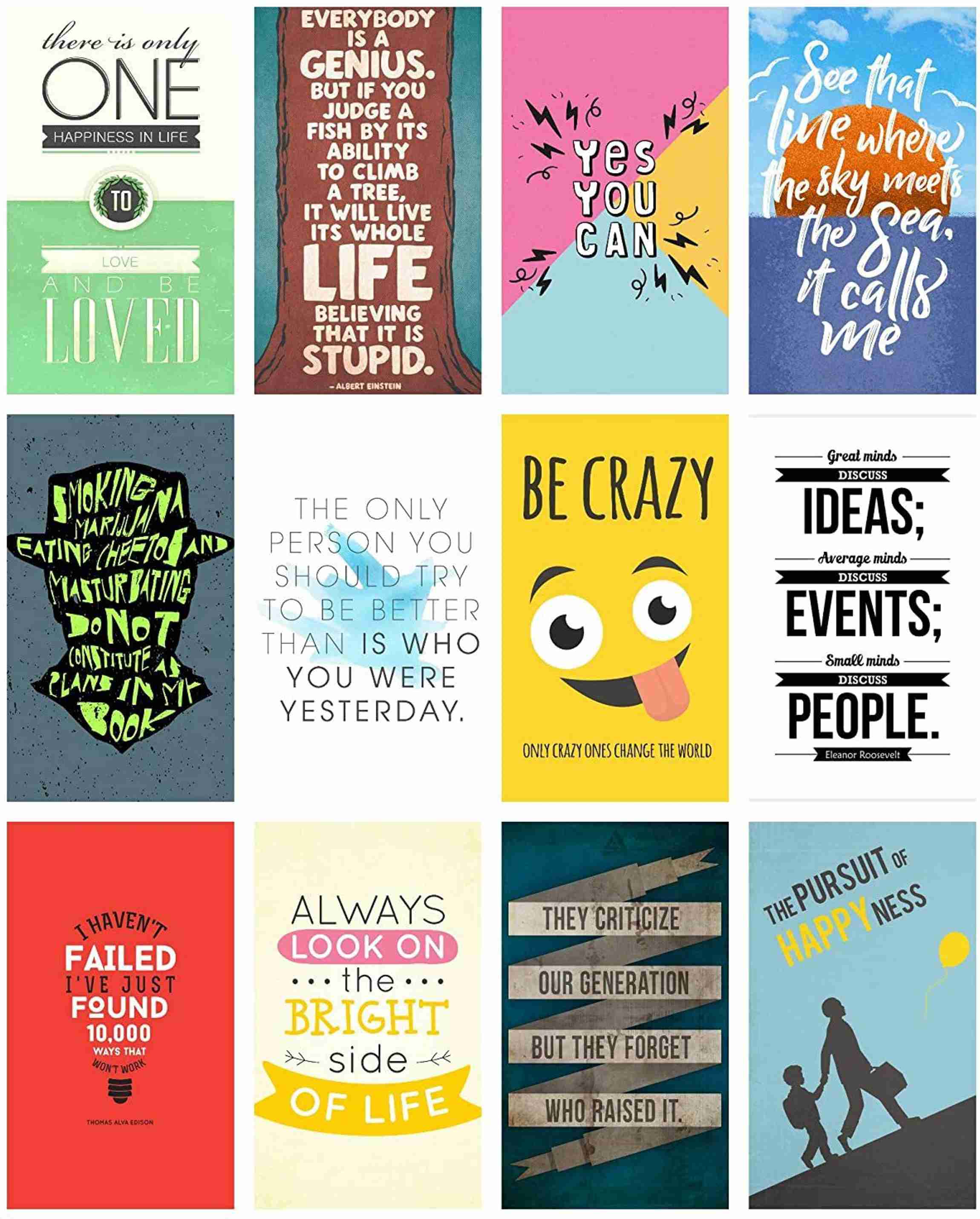 Set of 12 Motivational Quotes Posters for Offices and Room Walls(Size ...