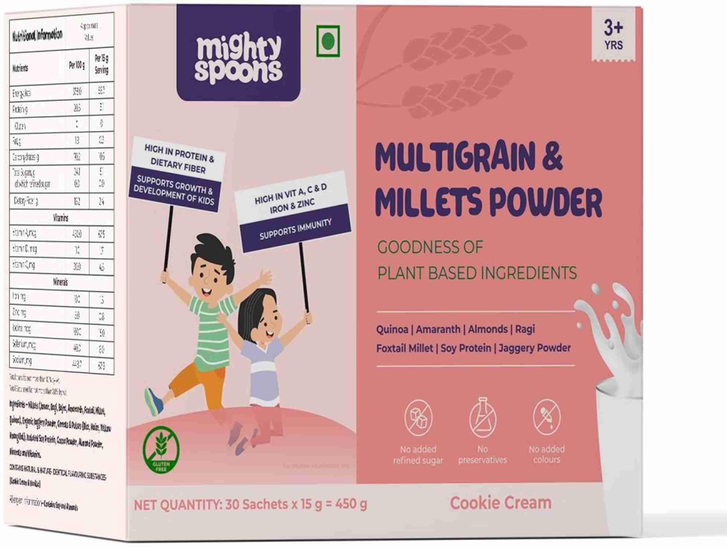 Mighty Spoons Kids Multigrain & Millets Powder |High in Protein, Fibre ...