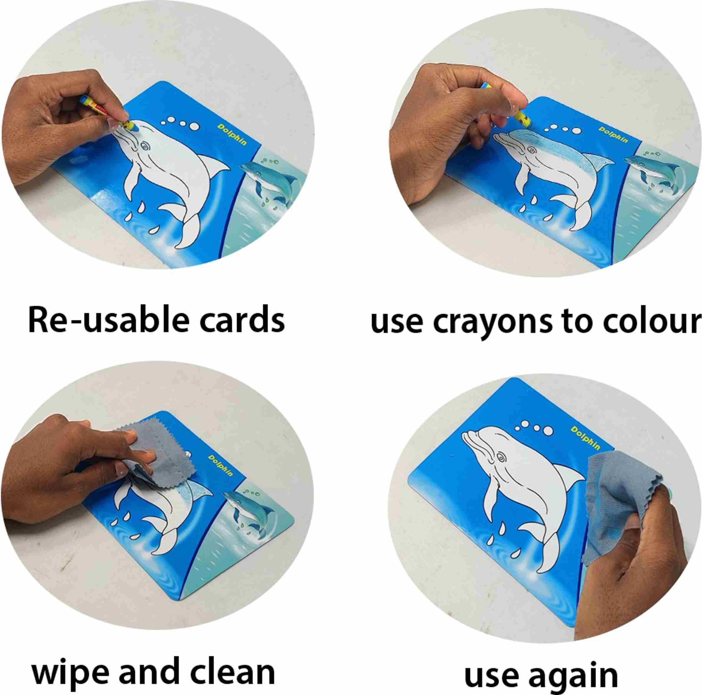 Miniature Mart Reusable Coloring Flash Cards With Crayon For Kids ...
