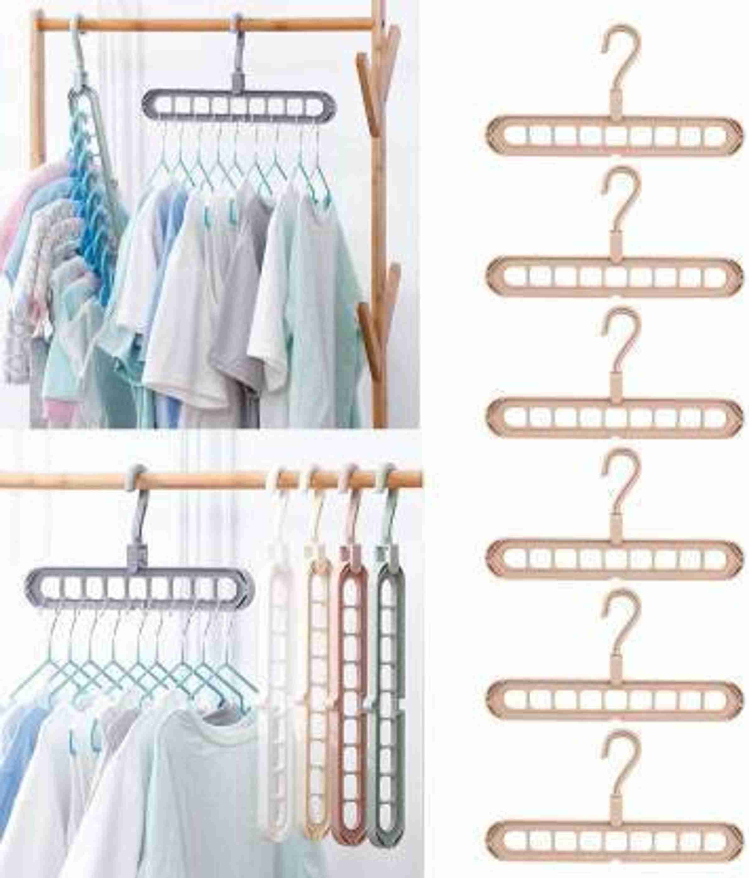 KLATO 360 Degree Swivel Hook, 9-Holes Magic Wardrobe Space Saver ...
