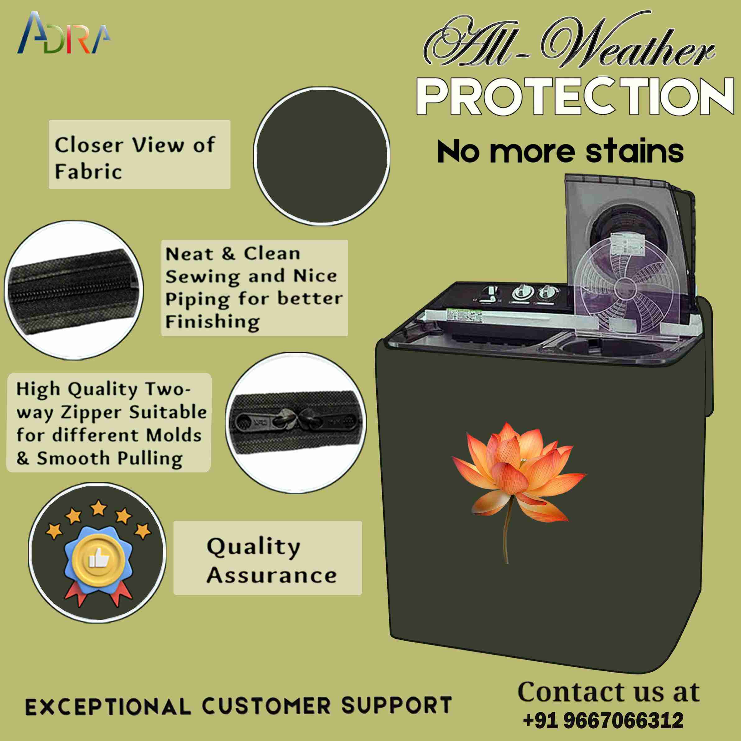 Adira Semi-Automatic Washing Machine Cover for 9 to 10.5 Kg Price in ...