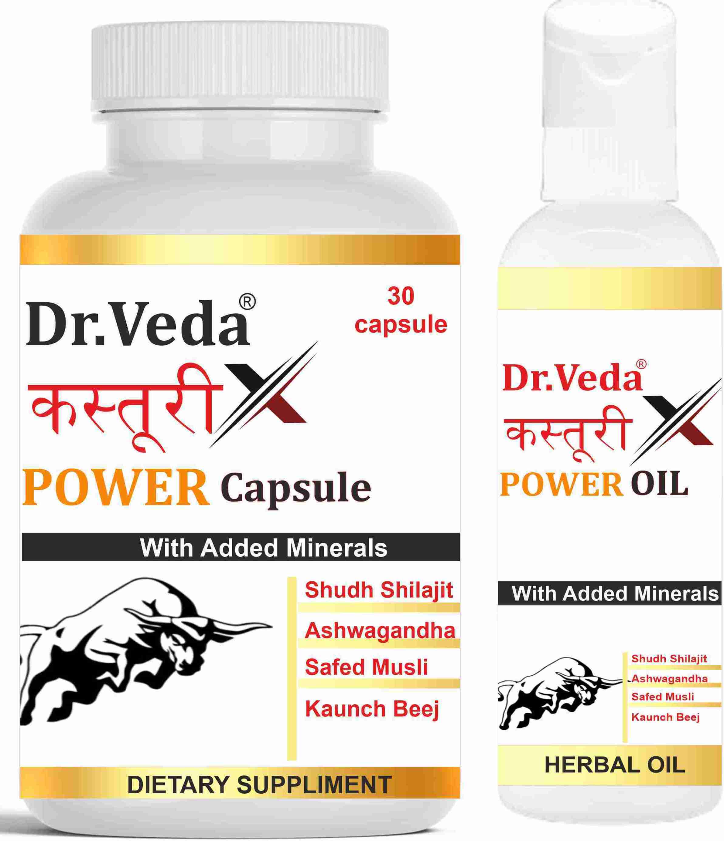 DR.VEDA KasturiX Power Capsule 30 Capsule + Oil 100 ml Price in India ...
