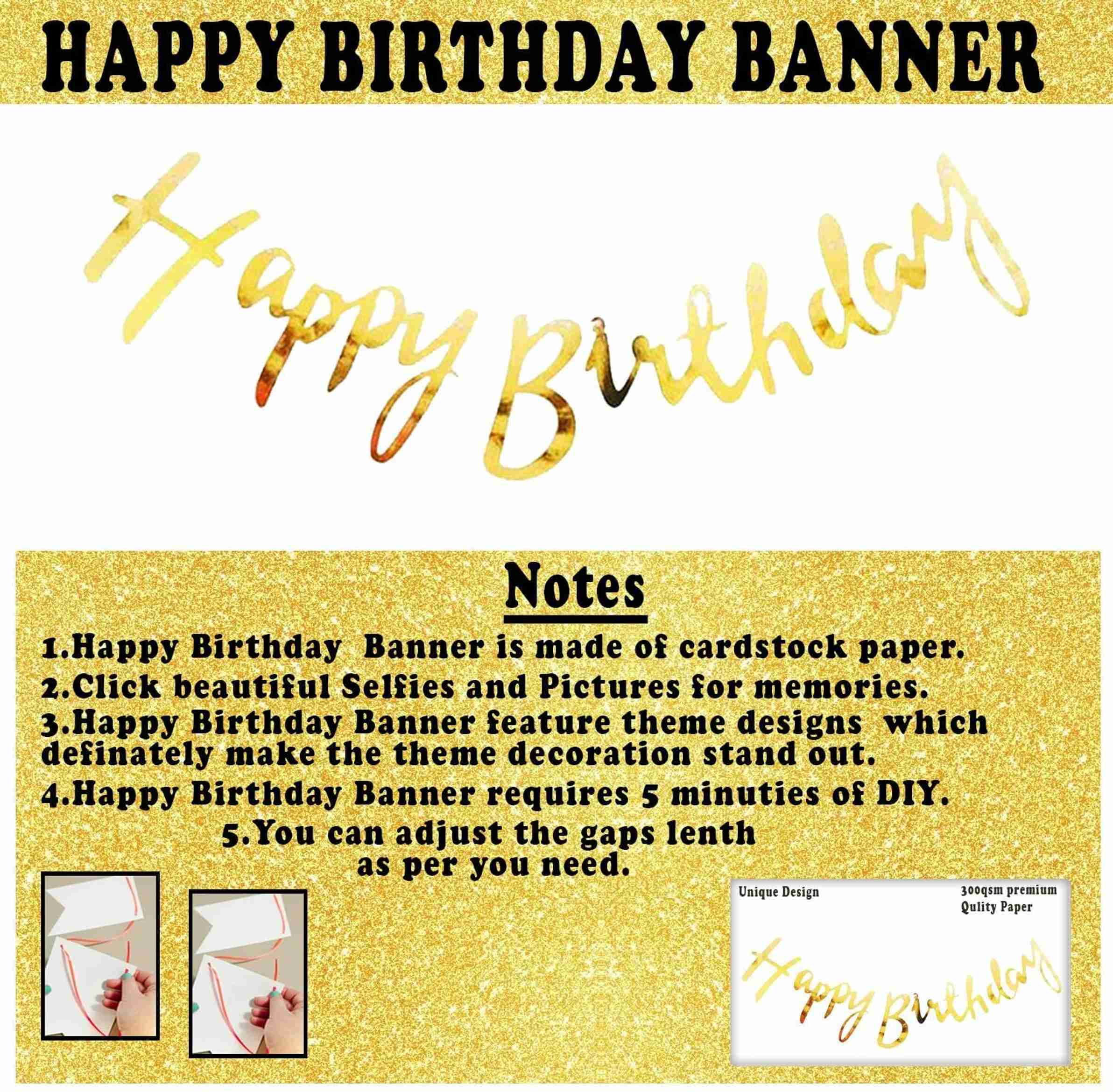 RKY Golden LED Happy Birthday Banner Decoration Kit 3 Pcs Price in ...