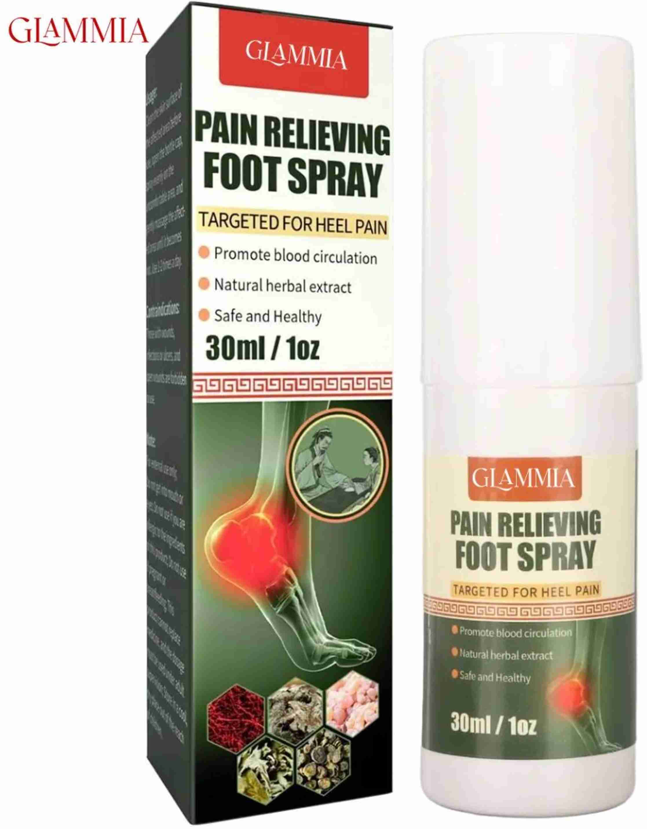 GLAMMIA Pain Relieving Foot Spray | To Restore Cracked Painful Soles ...