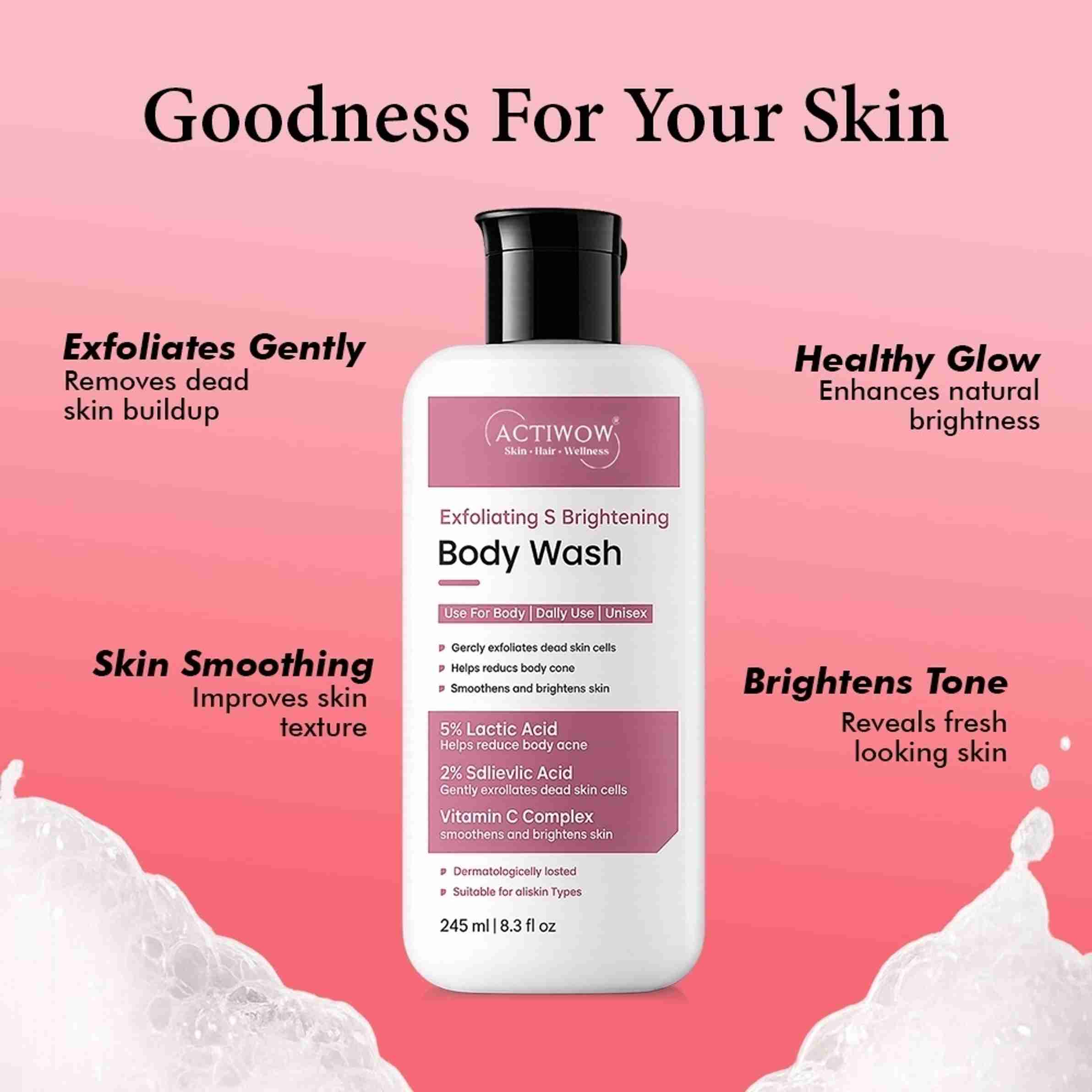 ACTIWOW 2% Salicylic Acid Acne Body Wash for Body Skin Acne Routine ...