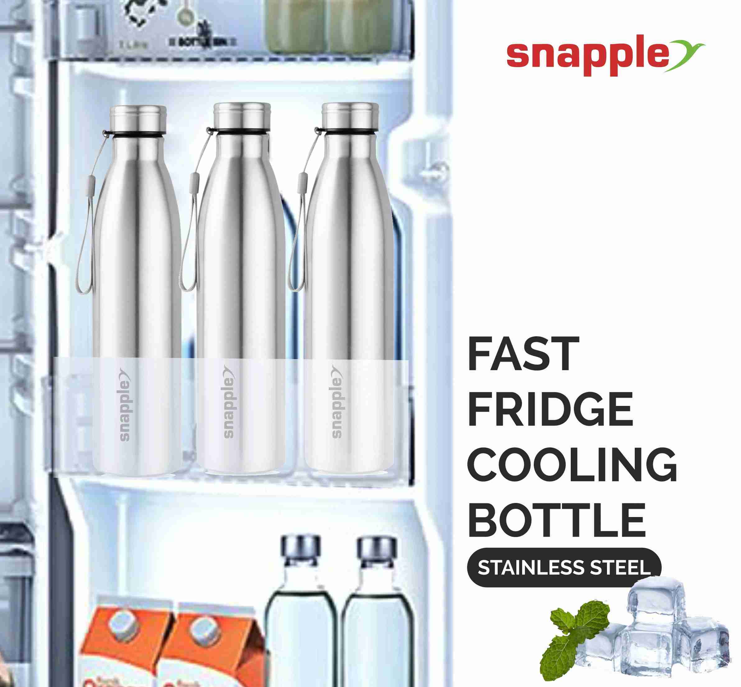 Snapple TAG Stainless Steel Water Bottle Single Wall ISI Certified 1000 ...