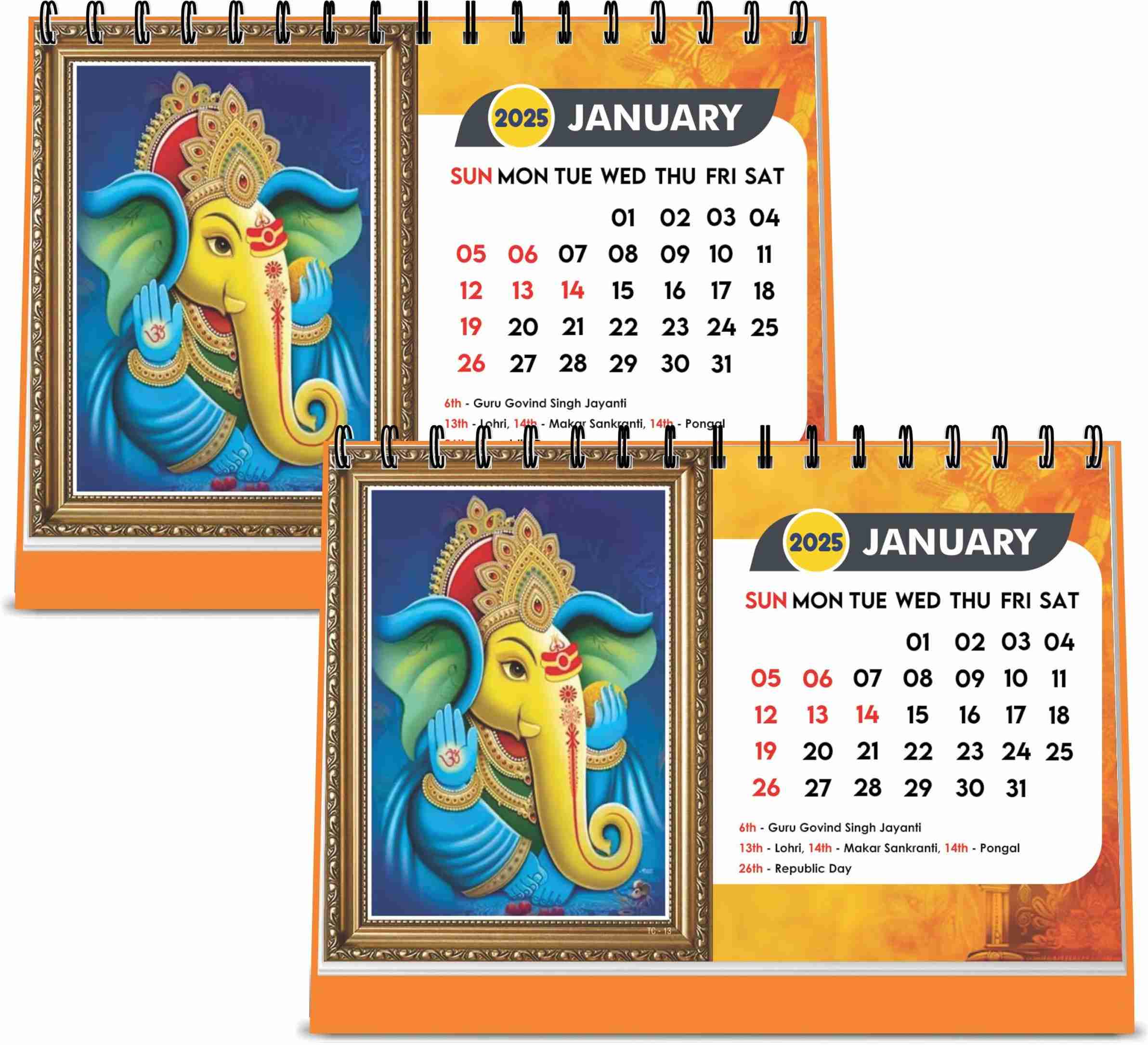 SADAFAL Lord Ganesha Standing Flip Desktop Calendar 2024 (Pack of 2 ...