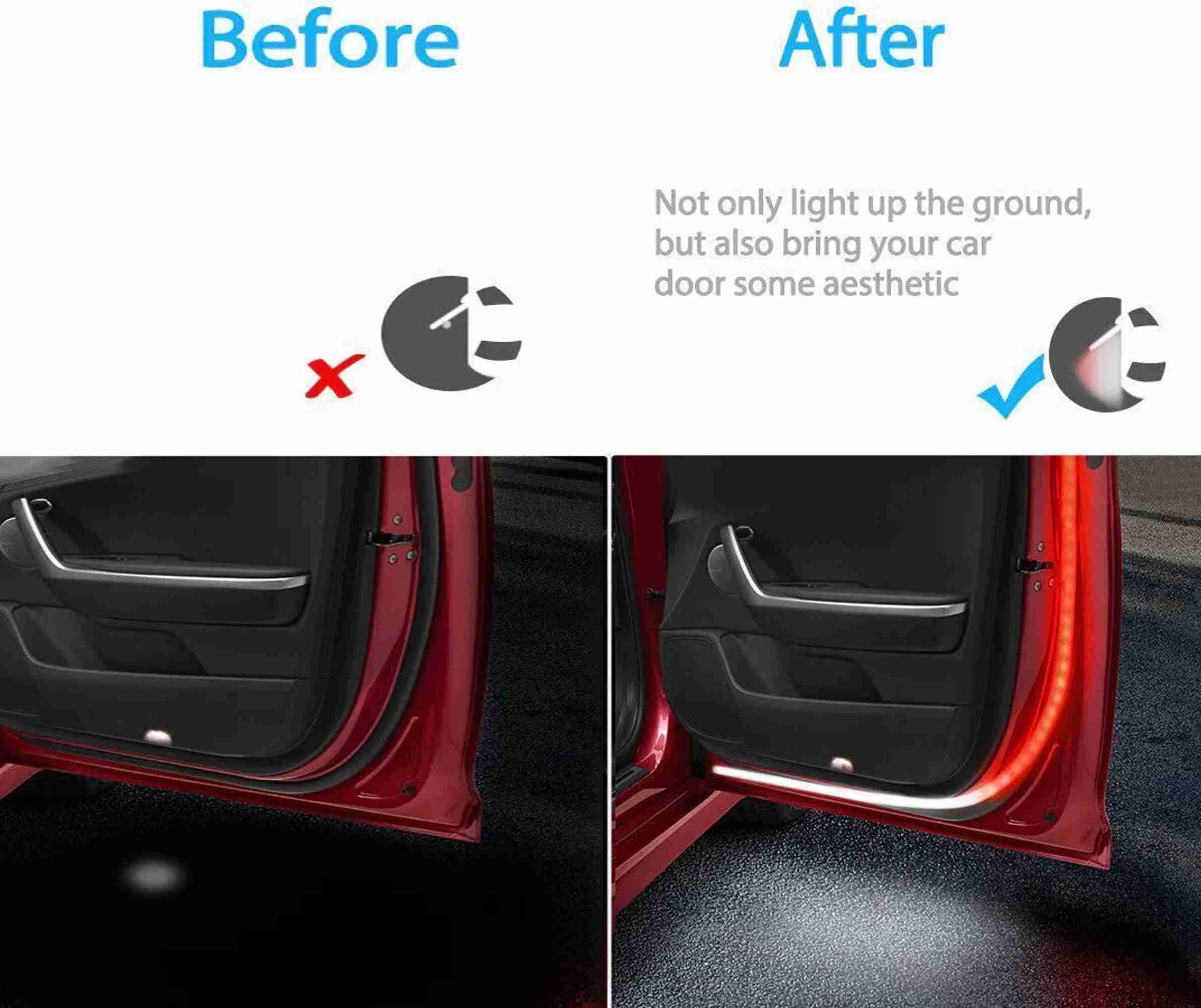 Ddashhiify Universal 2026 waterprof Red/White Car Door Strip Light-510 ...