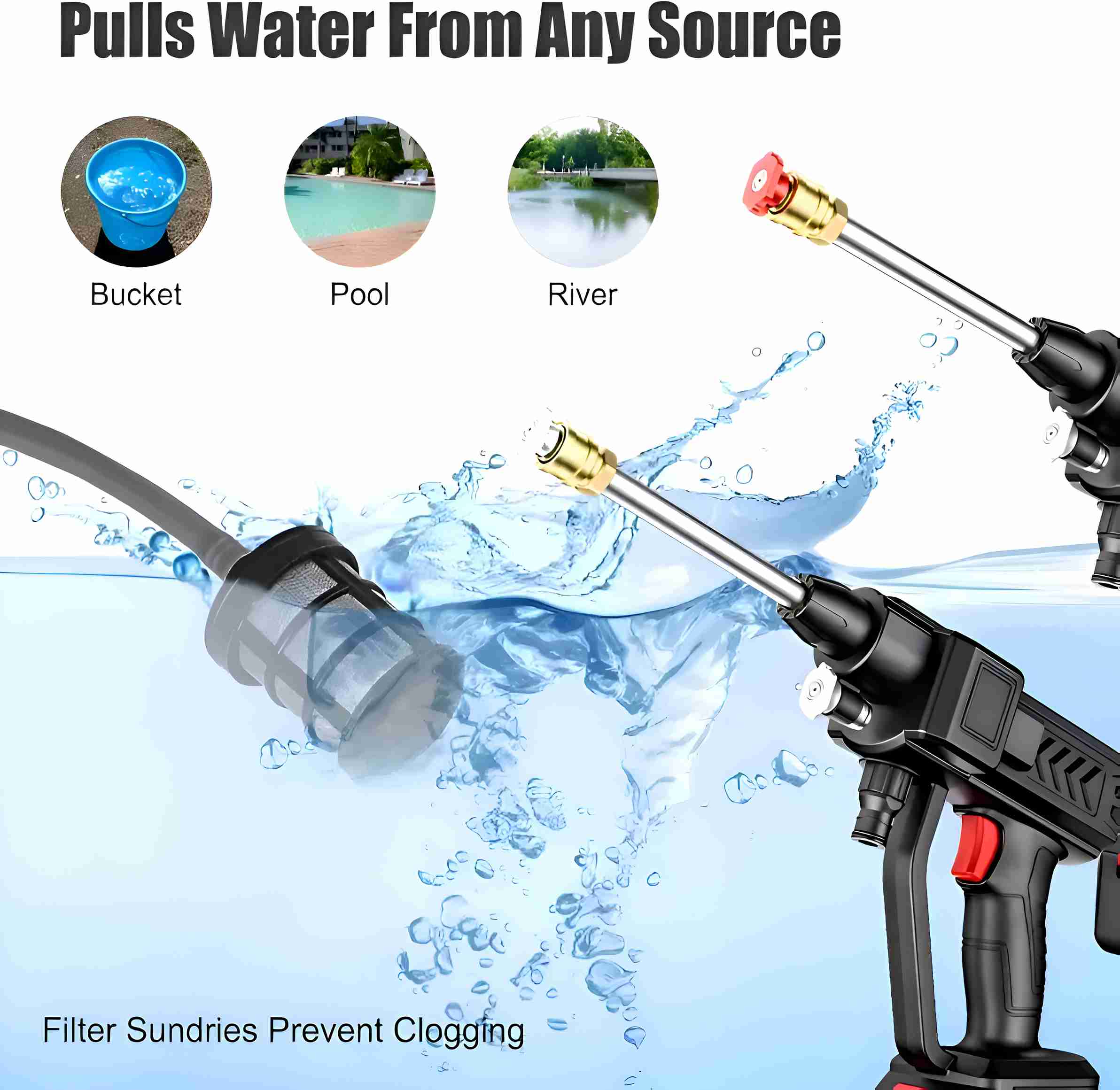 creativnest Double Battery Portable Pressure Washer gun with ...