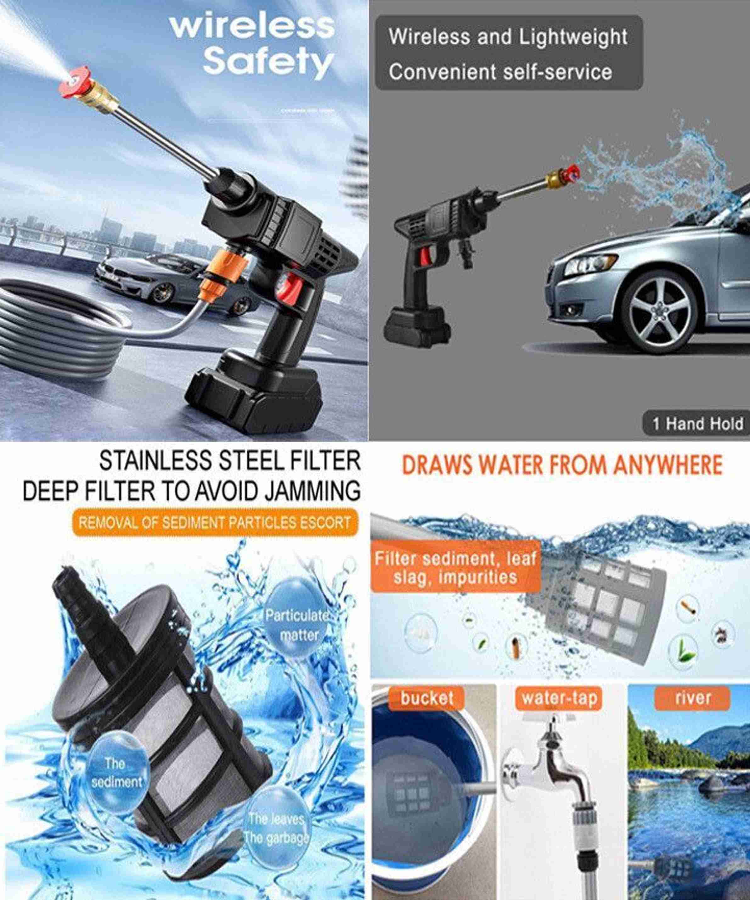 BERIS 24V/5 Meter Hose/Portable Water Pressure Gun(Car/Home)-271 ...