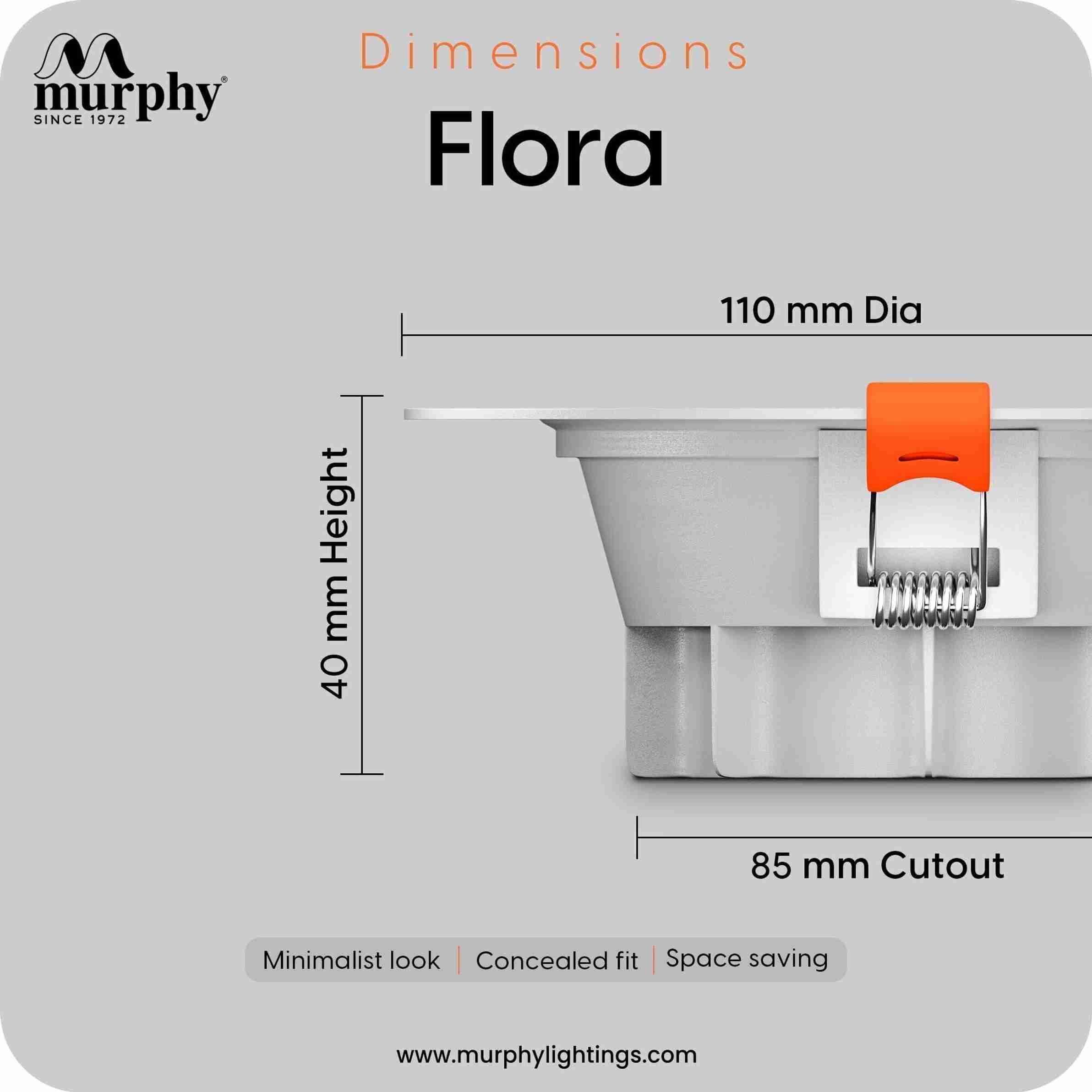 MURPHY Flora 7W LED Down Light, Natural White Light, Round, Recessed ...