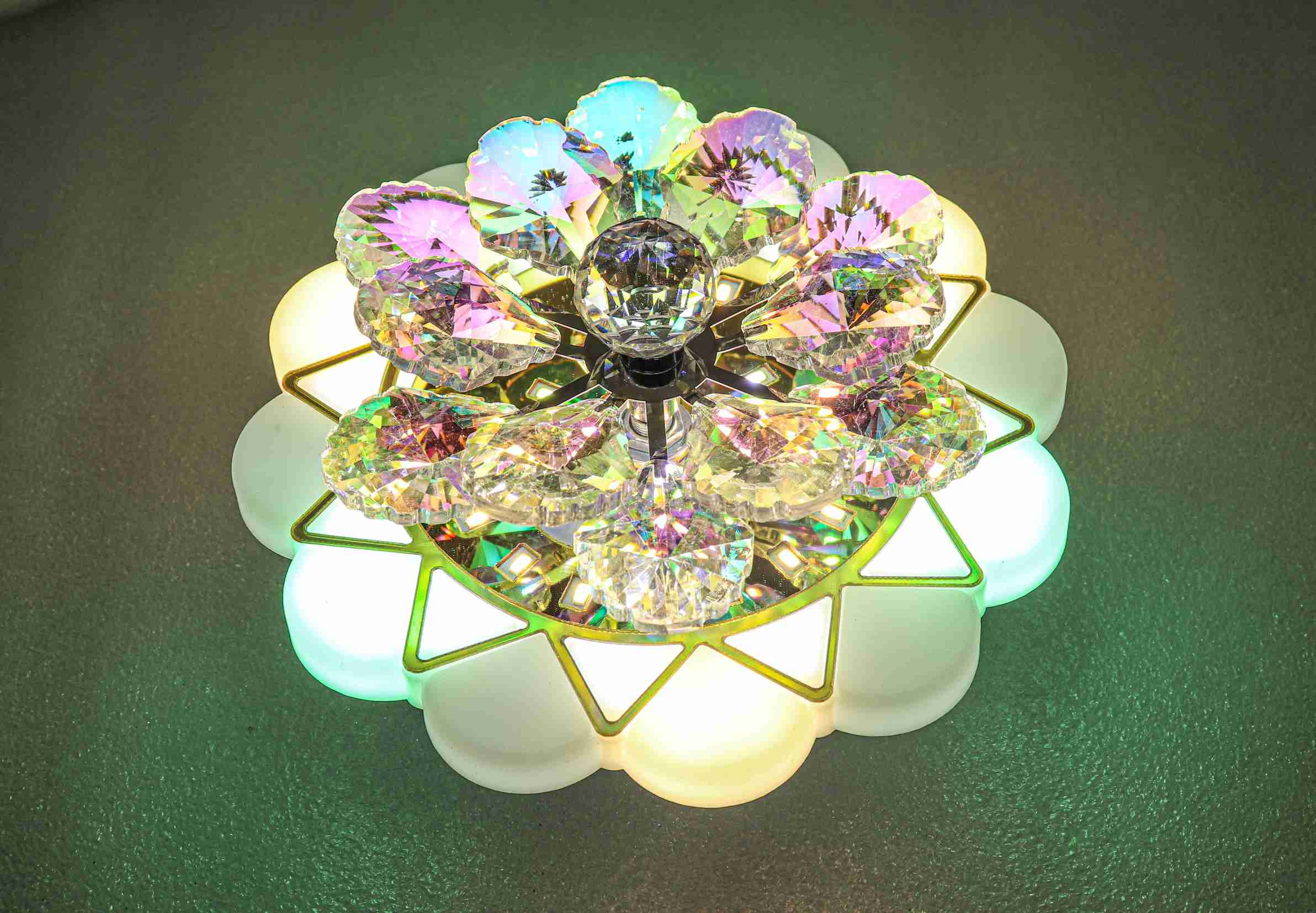 Swanart Rotating Crystal Flower Chandelier Ceiling Lamp Price in India ...
