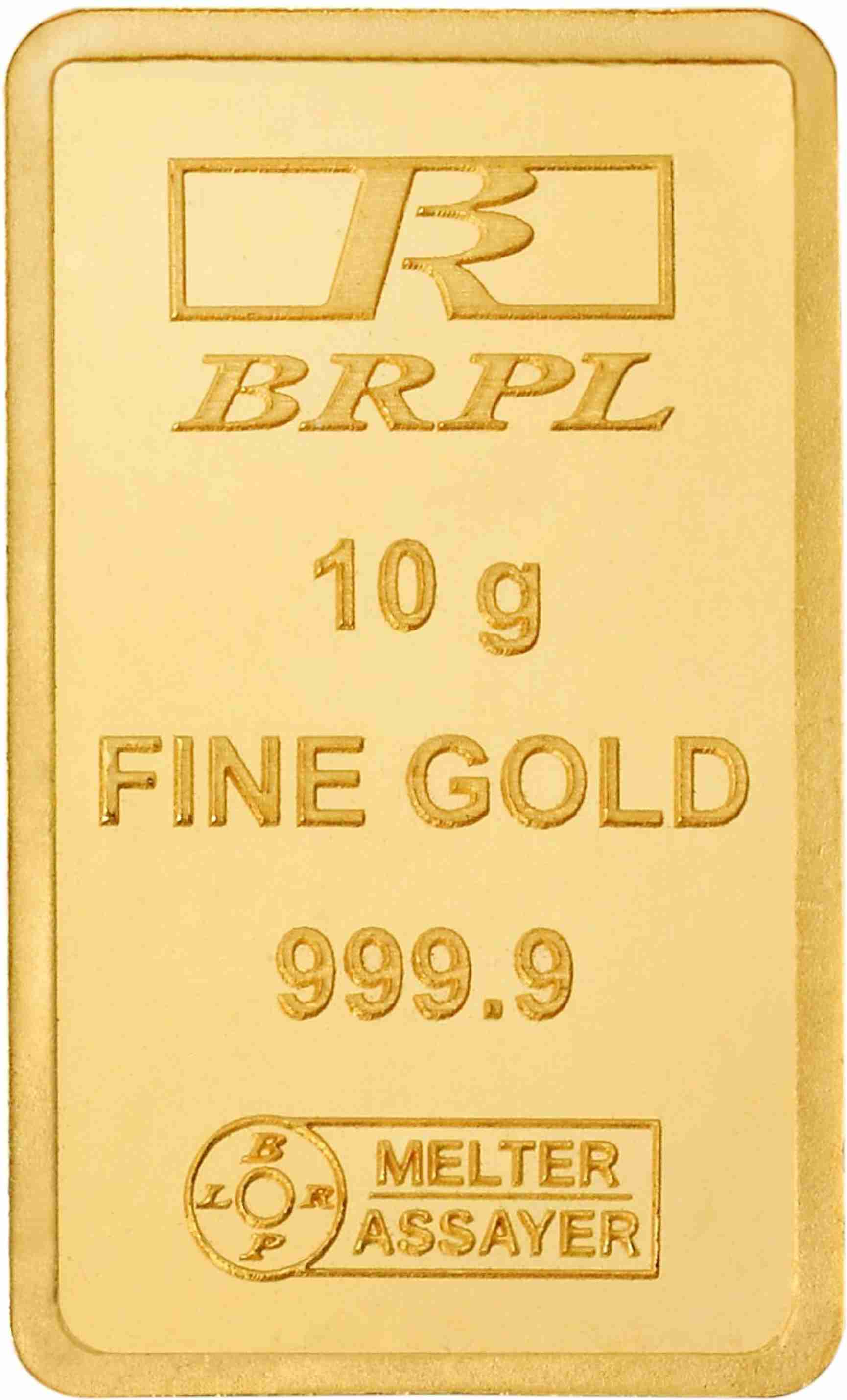 Bangalore Refinery Brpl Purity Bar 24 (9999) K 10 g Gold Bar Price in ...
