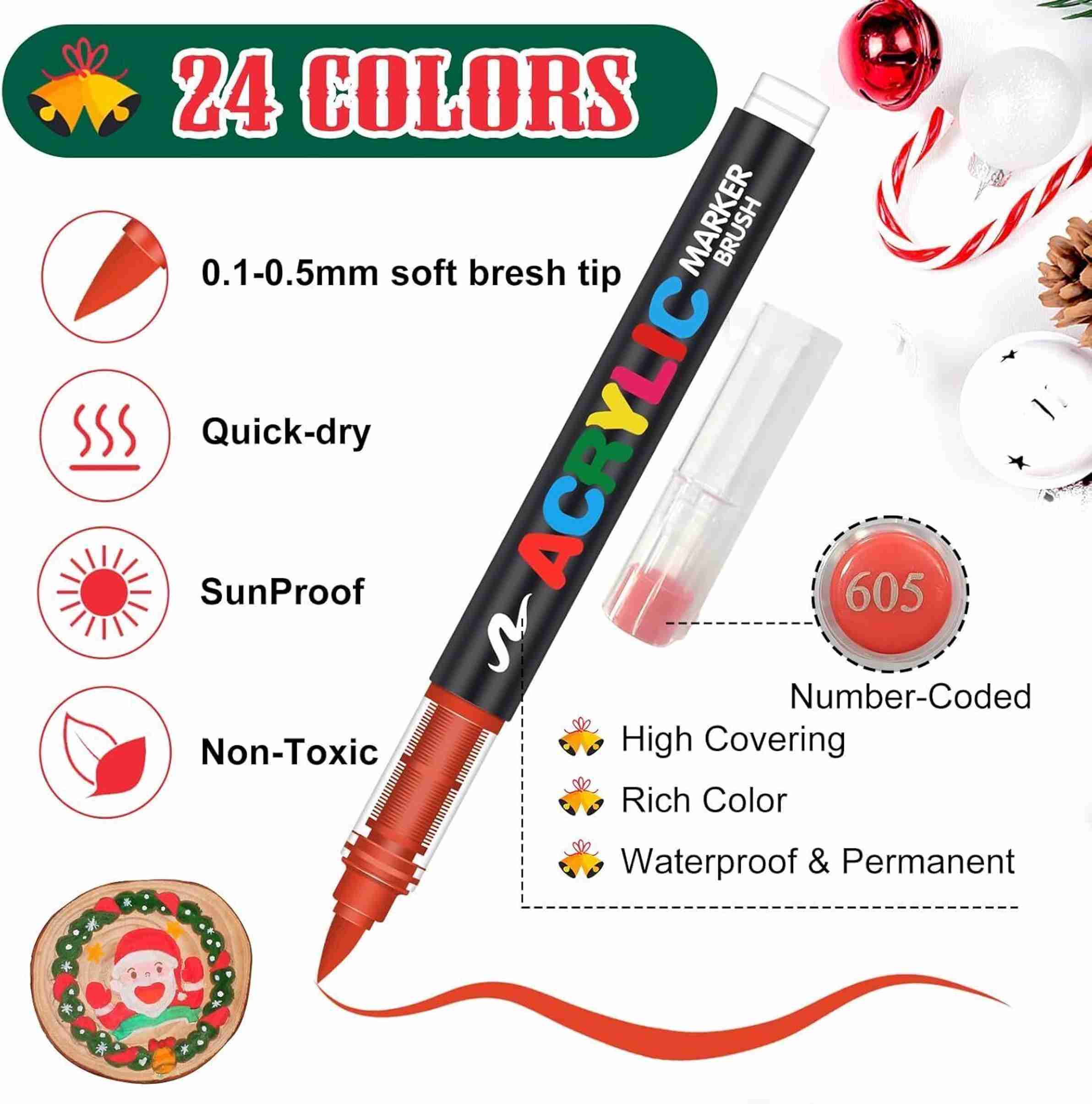 Flipkart.com | Woleebee Acrylic Paint Markers Brush Tip | Vivid Colors ...