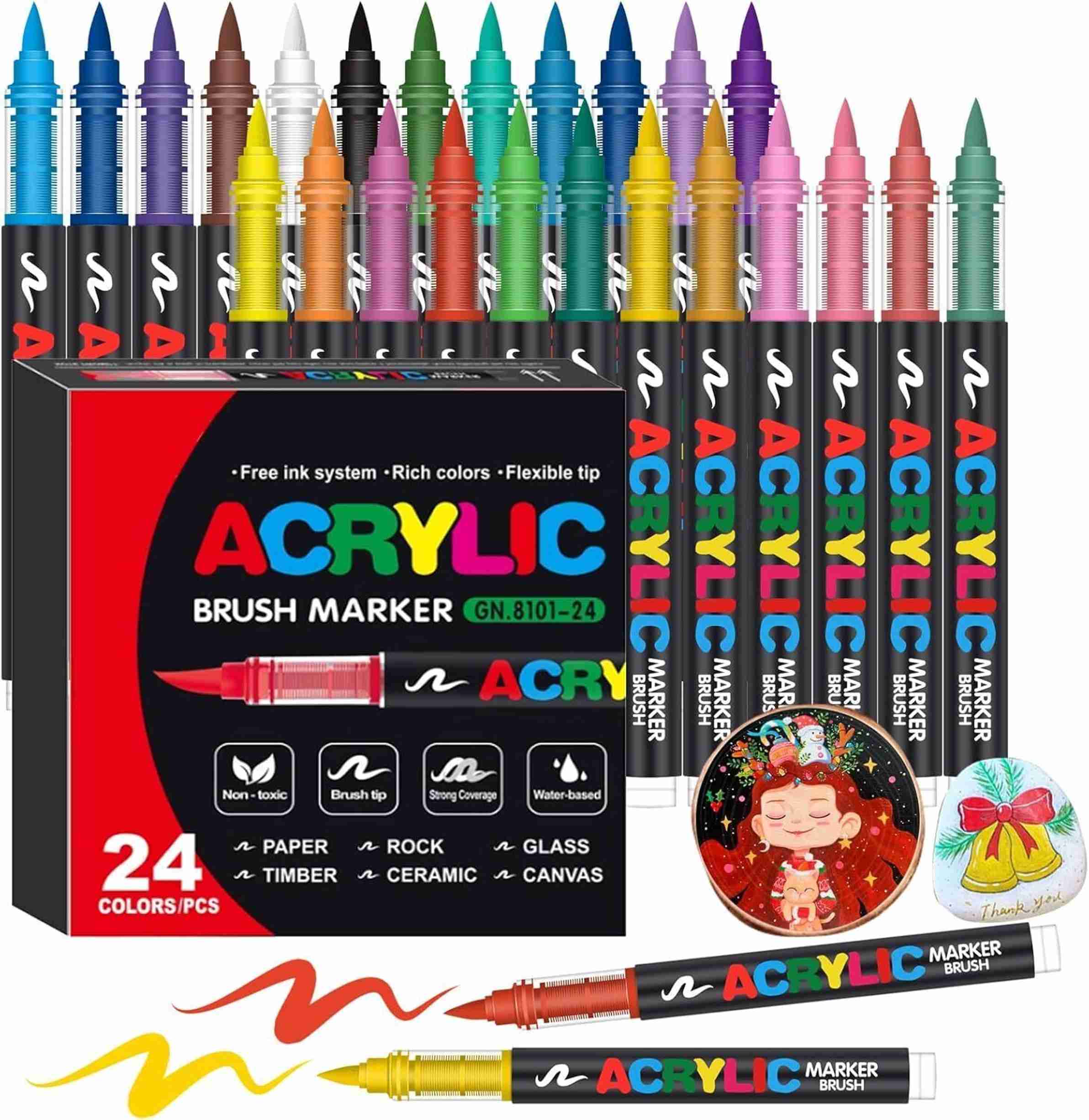 Flipkart.com | Woleebee Acrylic Paint Markers Brush Tip | Vivid Colors ...