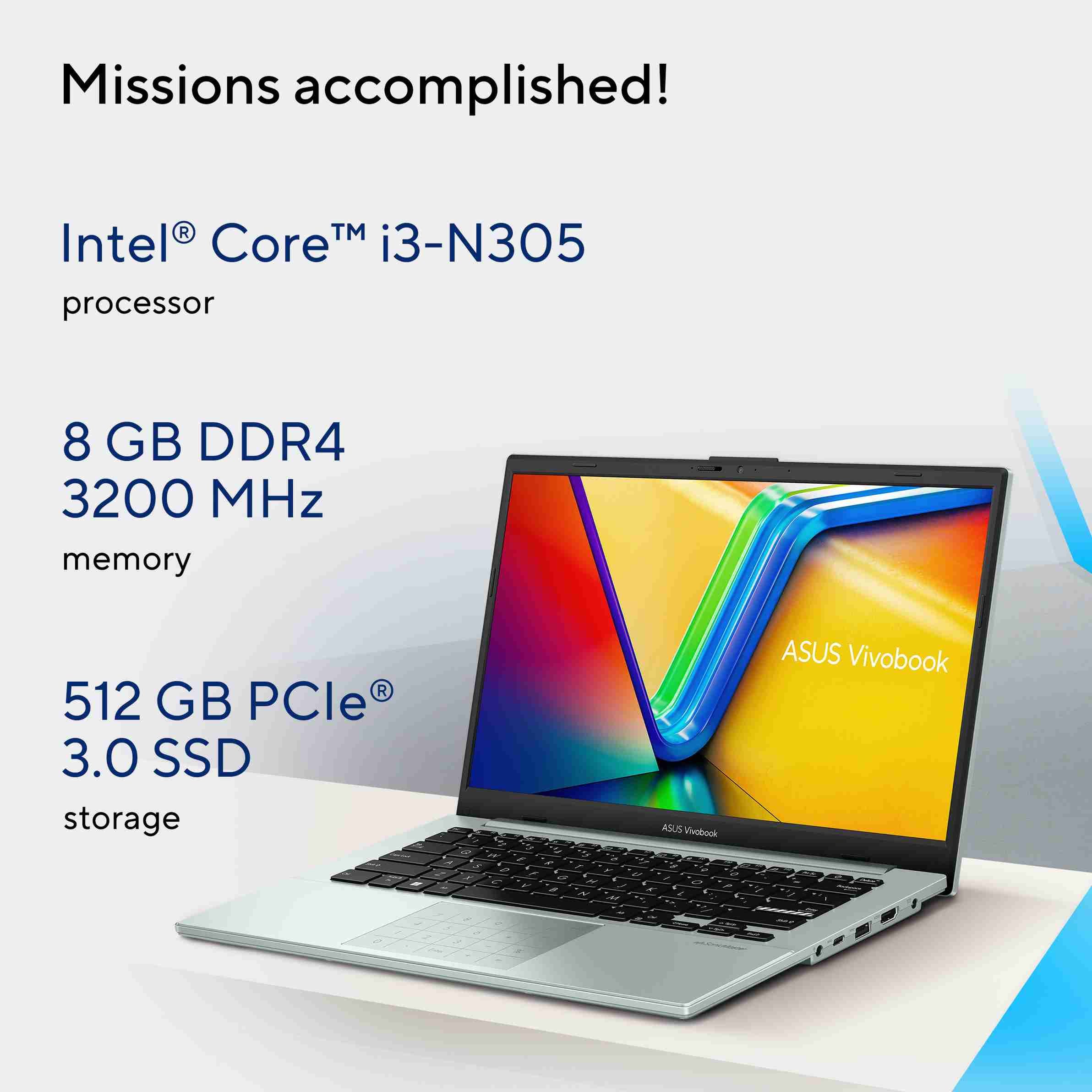 ASUS Vivobook Go 14, Equivalent to Intel 12th Gen, Intel Core i3 N305 ...