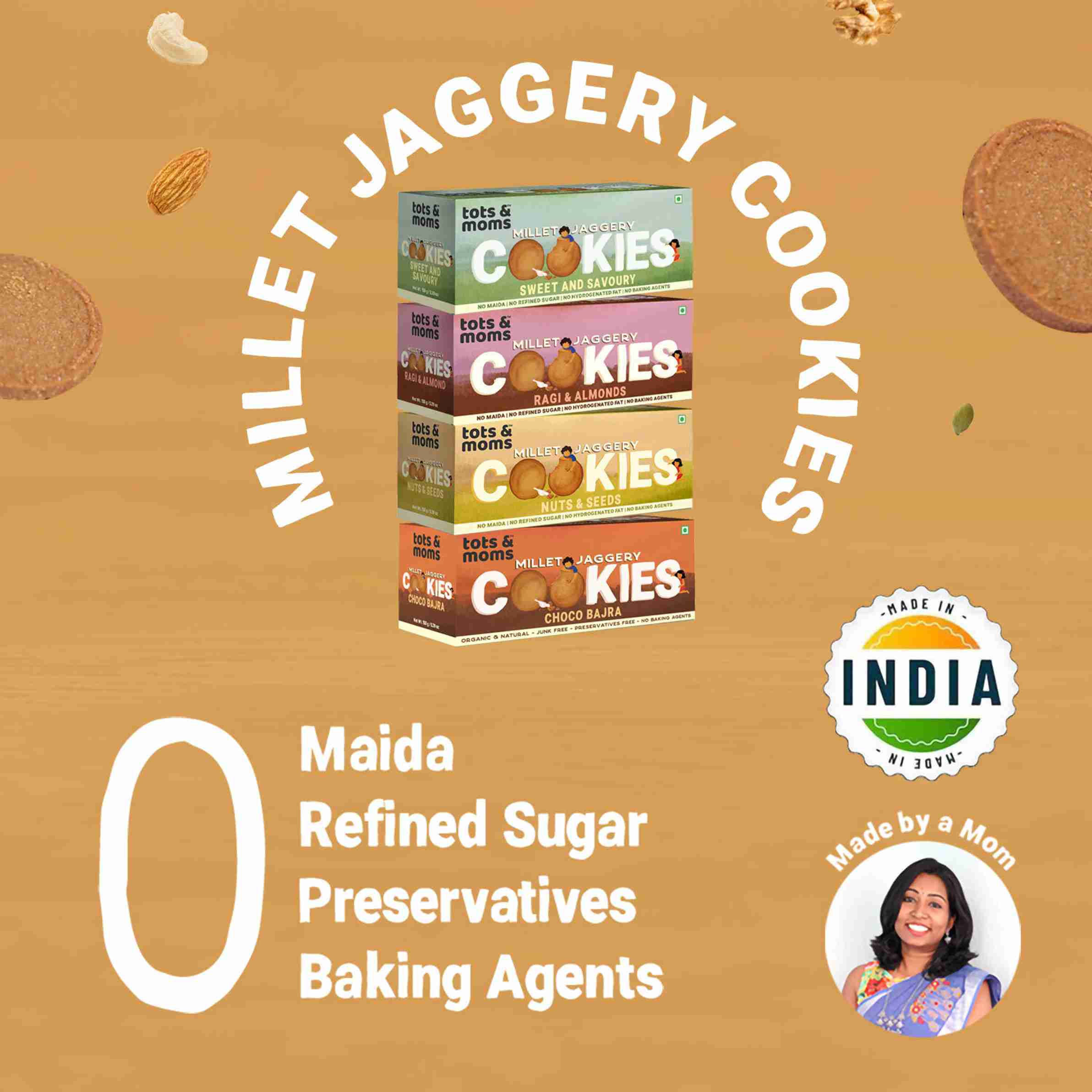 TOTS AND MOMS Healthy & Nutritional Millet & Jaggery Cookies pack of 3 ...