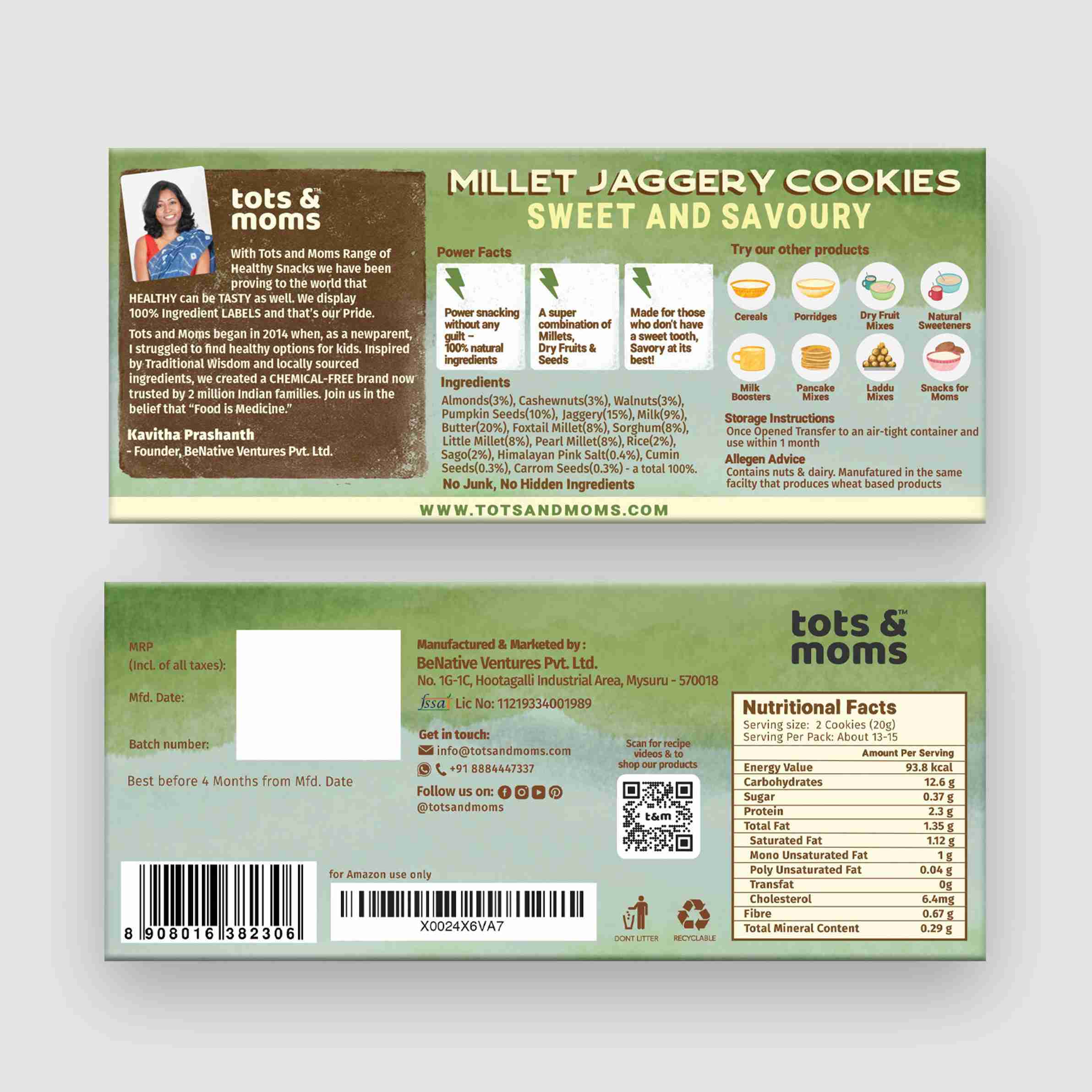TOTS AND MOMS Healthy & Nutritional Millet & Jaggery Cookies pack of 3 ...