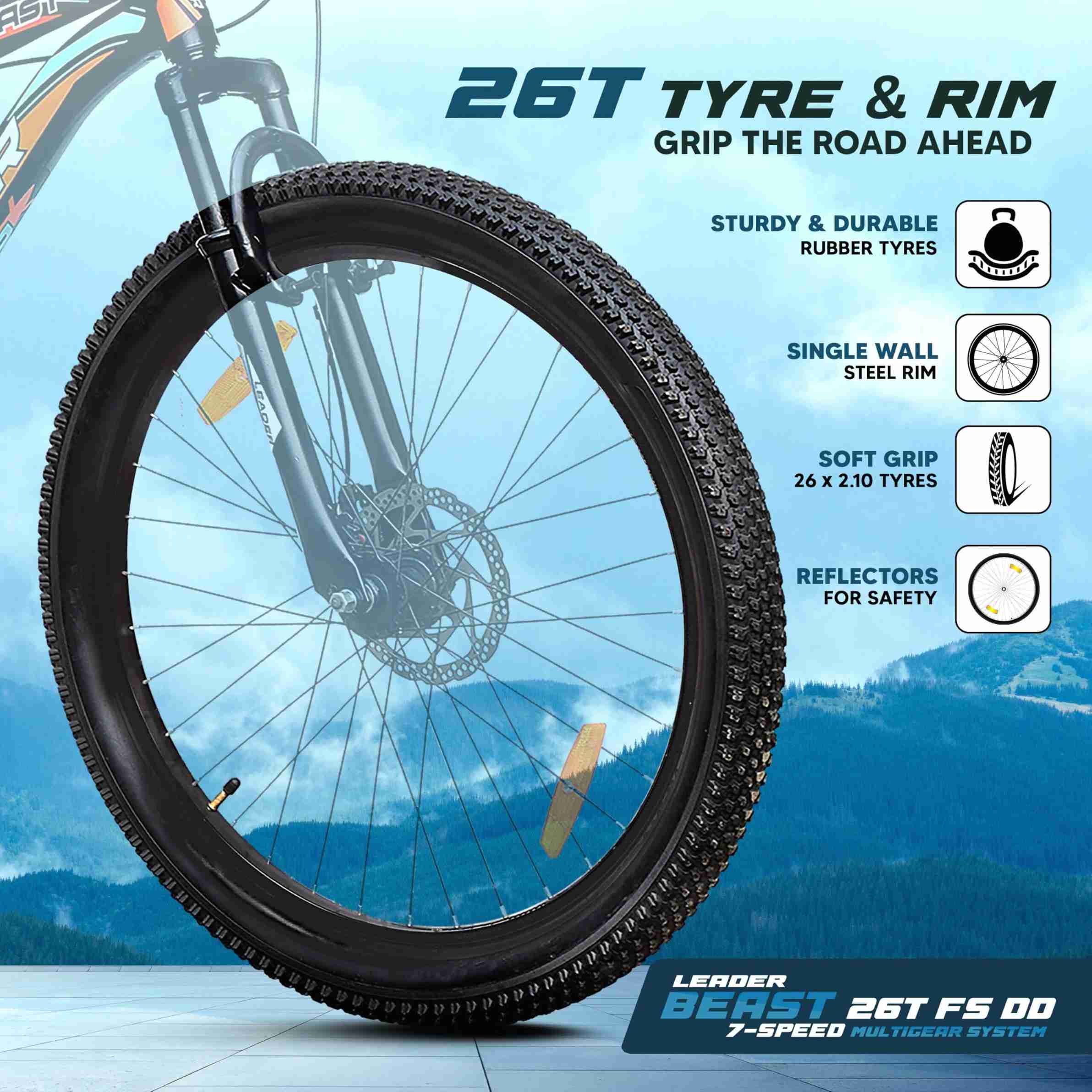 LEADER Beast MultiSpeed Bike with FS & DD Brake 26 T (inch) Mountain ...