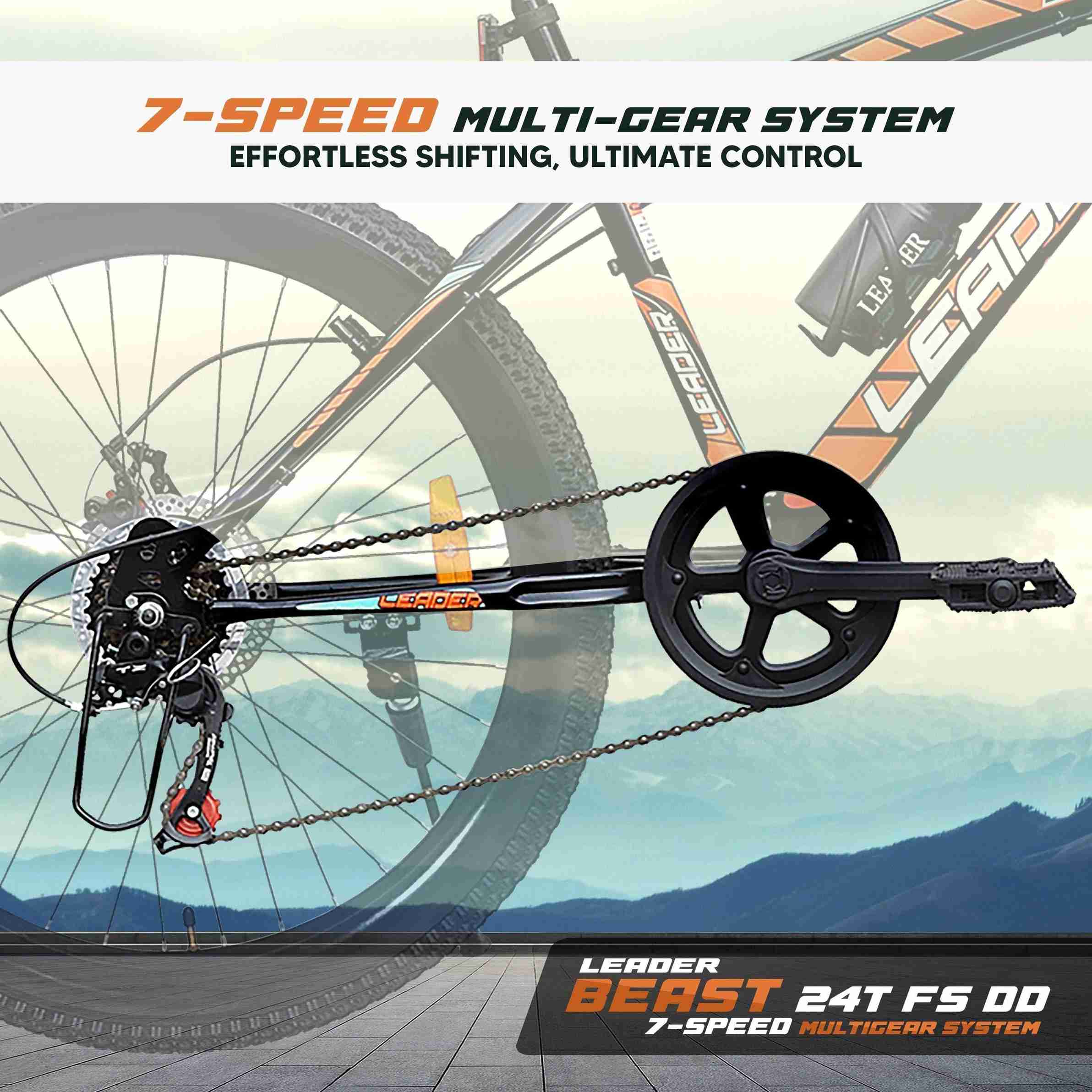 LEADER Beast 24T Multispeed (7 Speed) Bike with Front Suspension & Dual ...