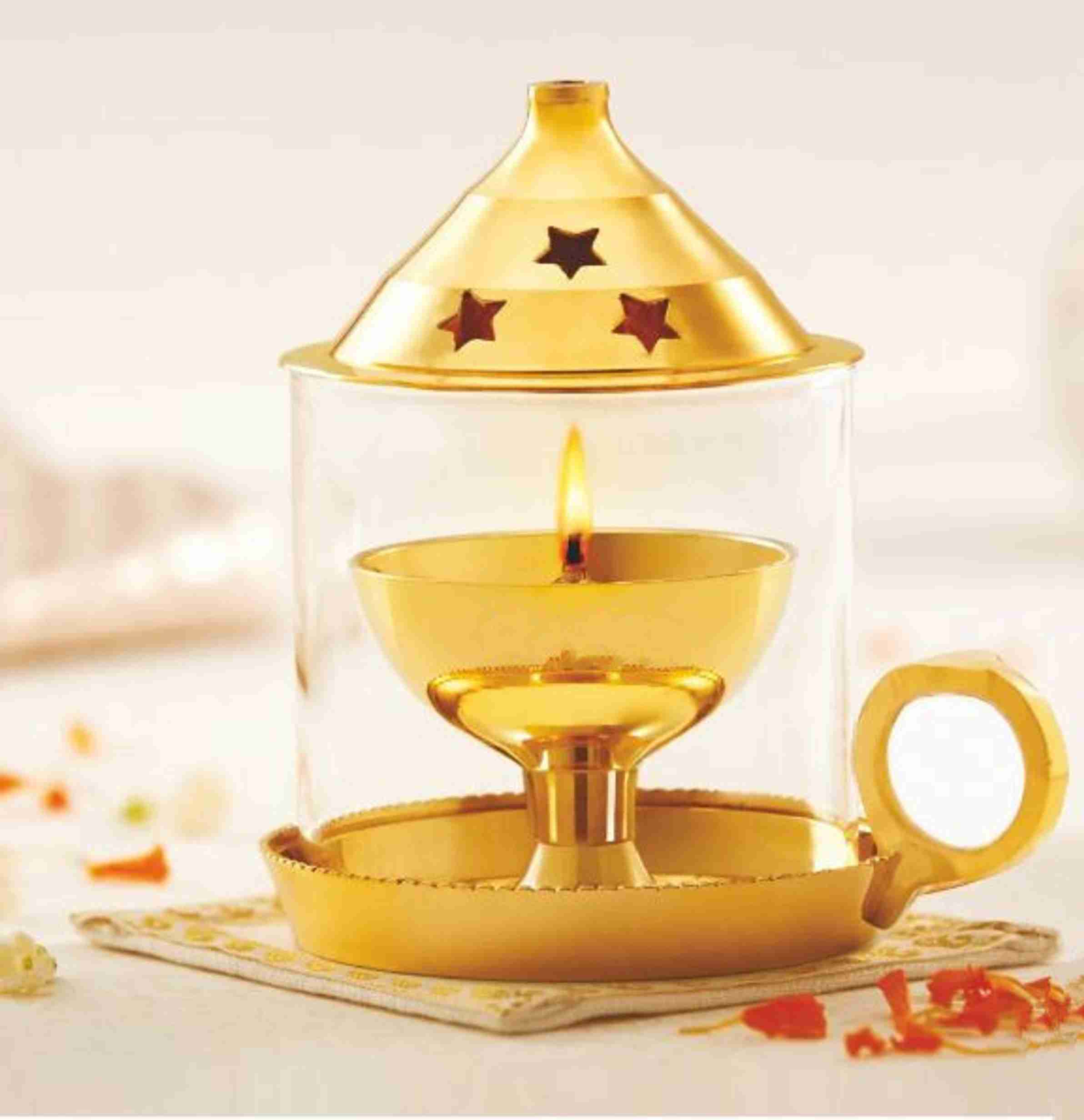 True Décor 6 Inch Brass Diya For Puja Deepak Pooja Vilakku Brass Table ...
