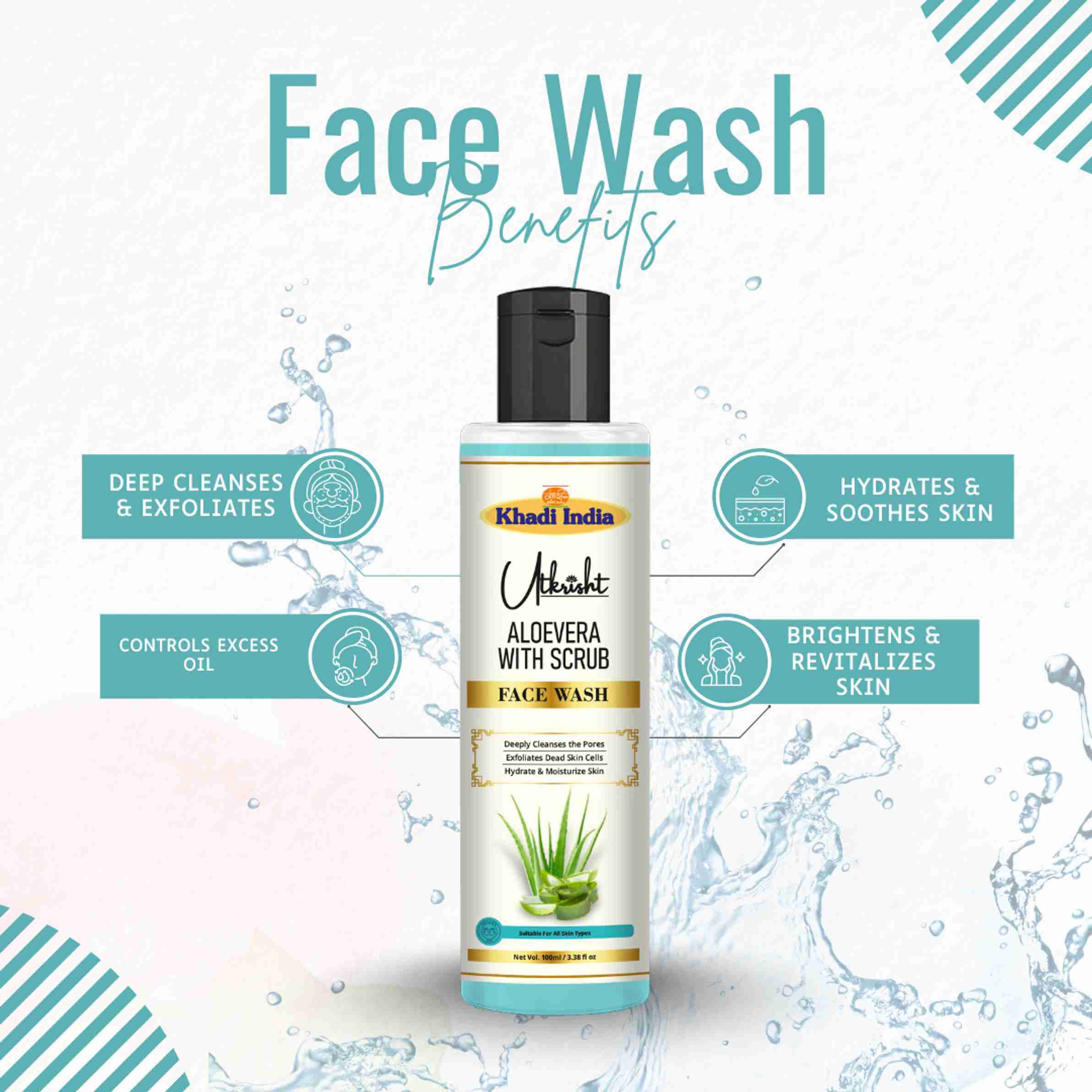 Utkrisht Khadi Aloe Vera Scrub - Refreshing & Moisturizing Cleanser for ...