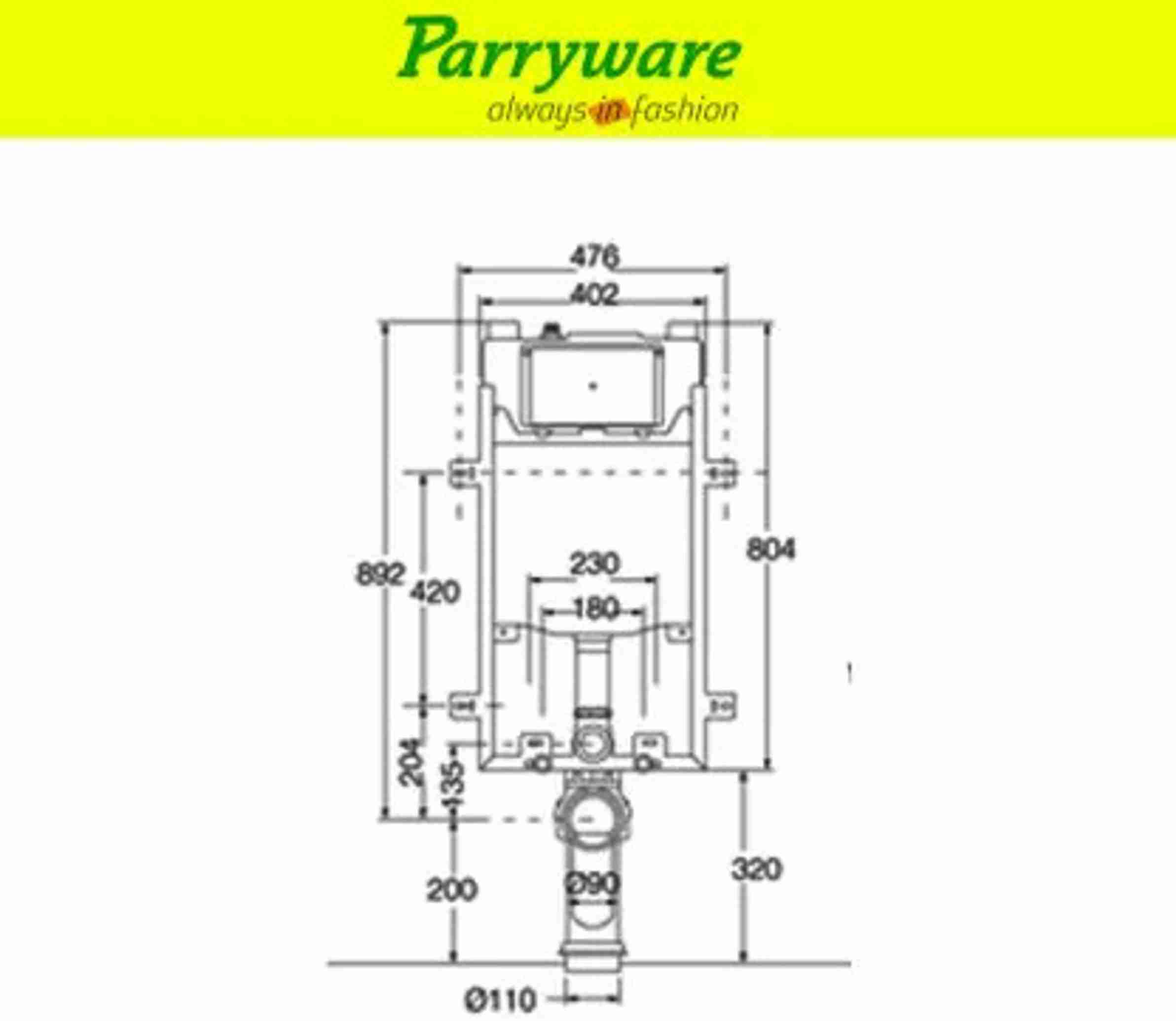 Parryware Half Frame Concealed Cistern, with divater body upper cleart ...