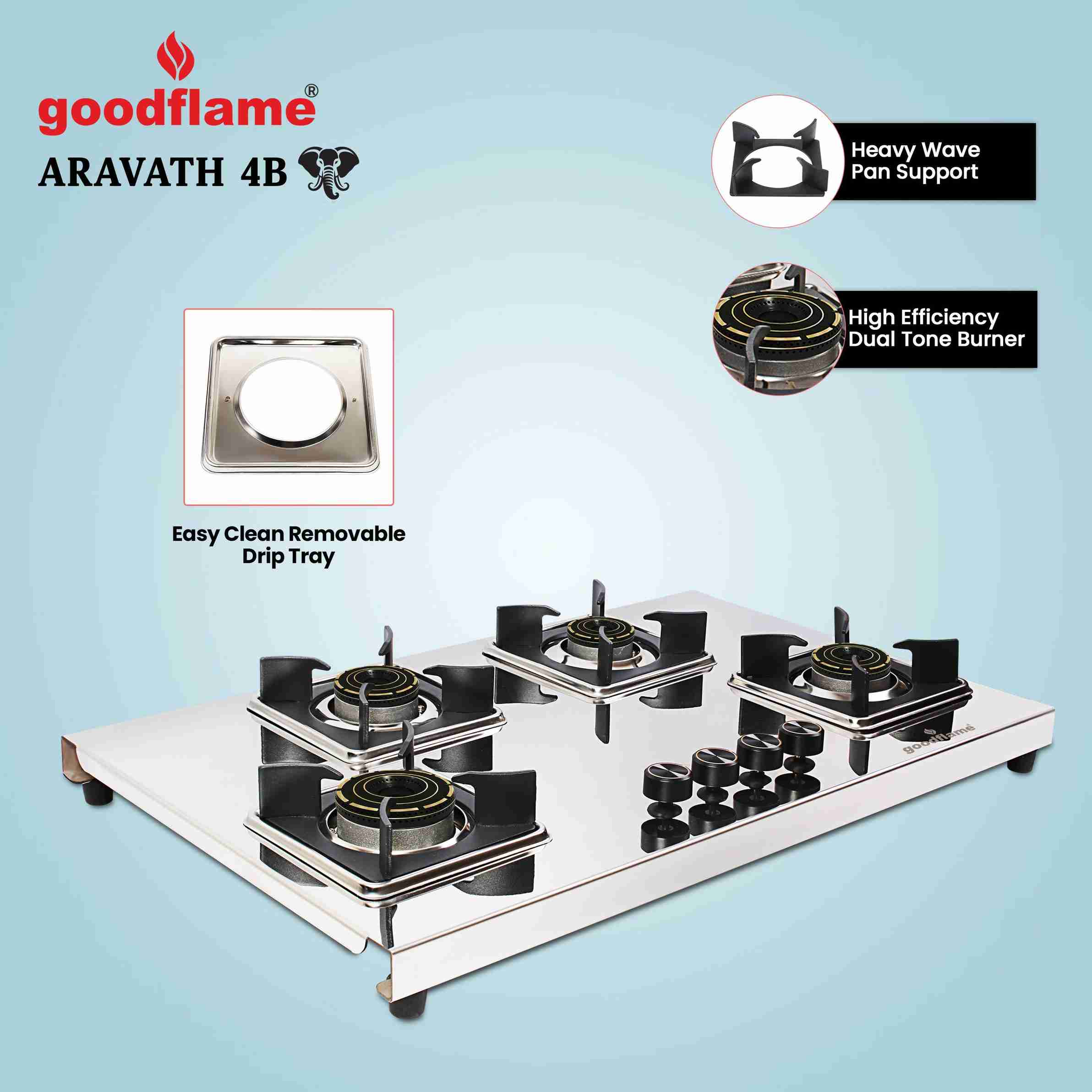 goodflame 4B Aravath Stainless steel stove 4 Dual Tone Imported ...