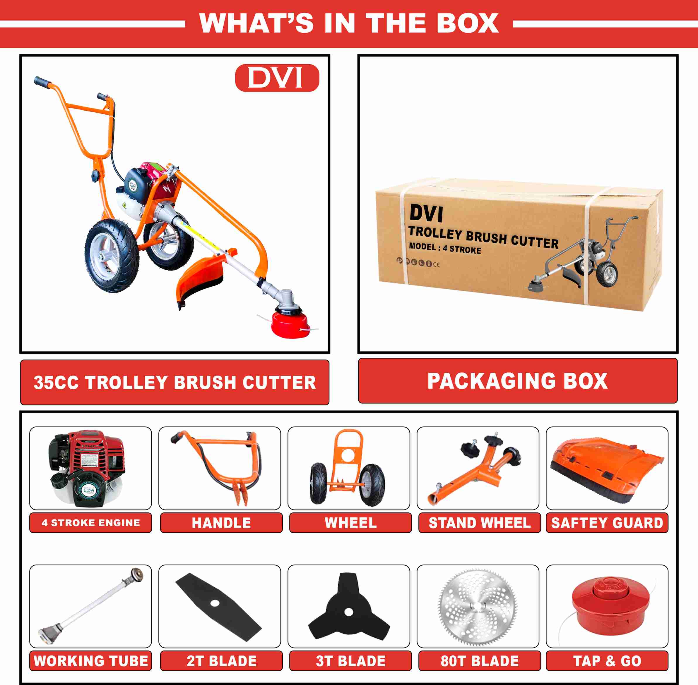 DVI GX35 (35cc) 4 stroke Trolley Brush Cutter/ Grass used for ...