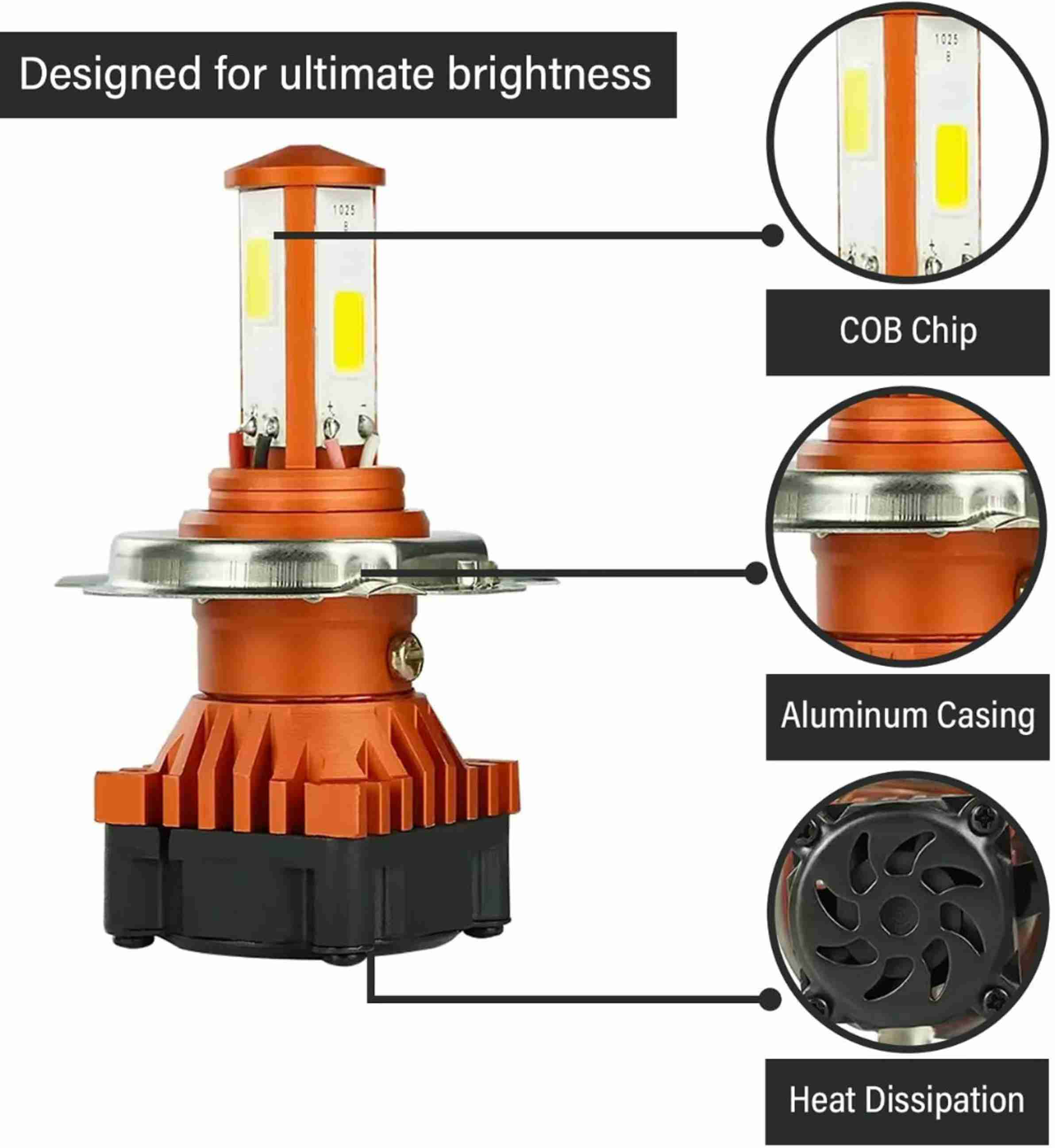 DriveXpert Bike Headlight Bulb H10 Headlight Motorbike LED for TVS (12 ...