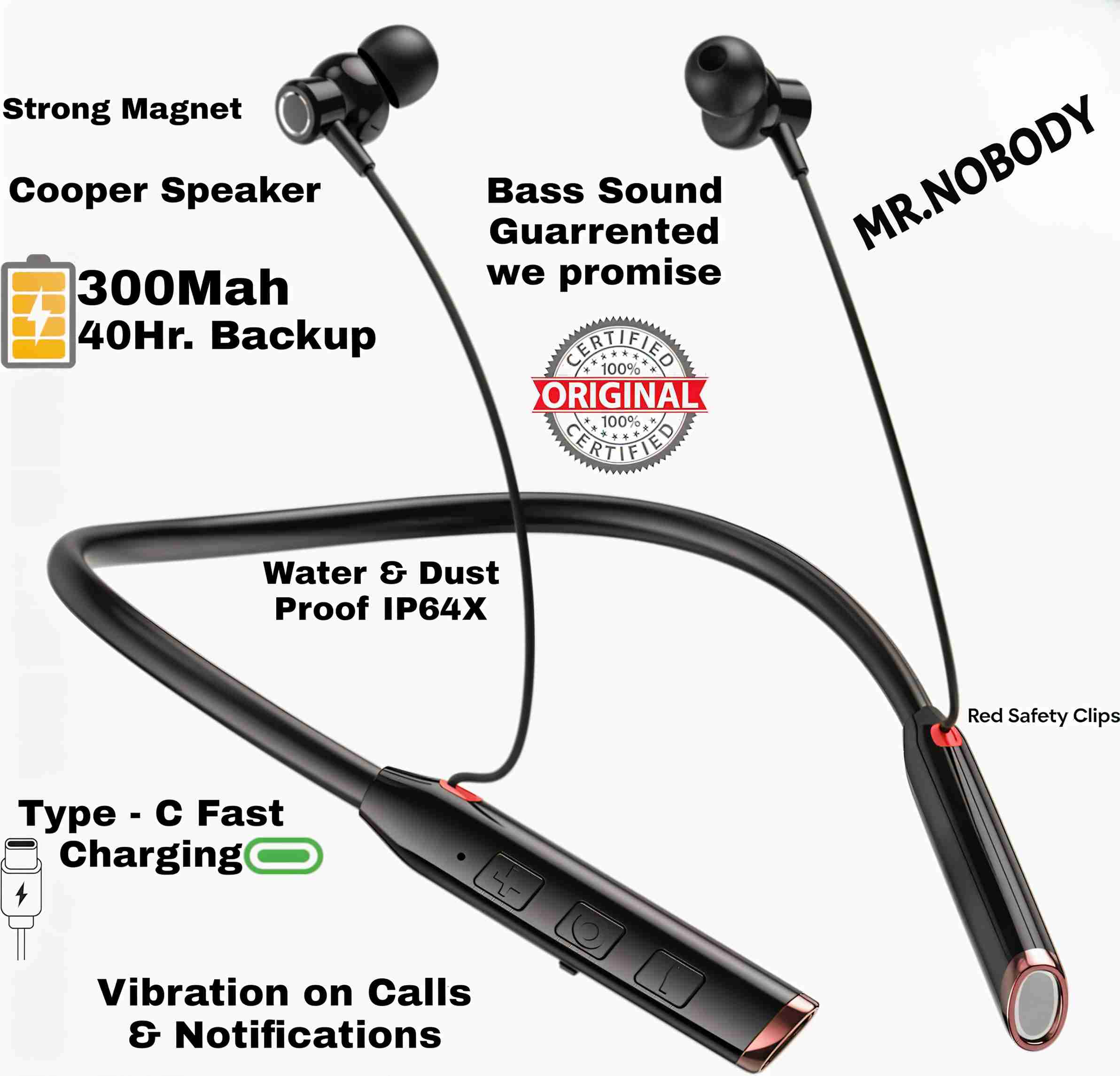 MR.NOBODY Vibration Alert, 48 Hours Playtime, Crystal Clear Sound,360 ...