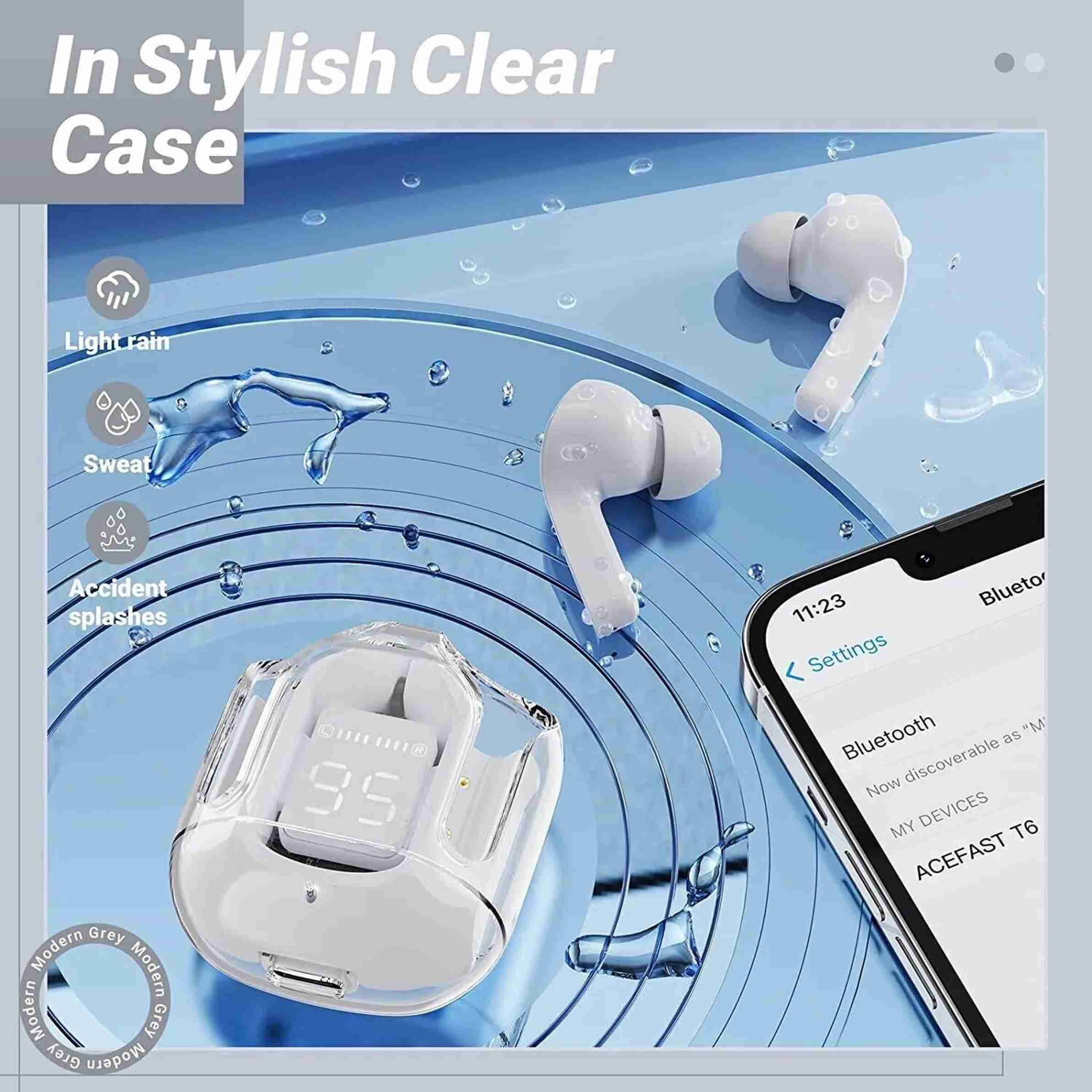 NEWOUTLATE MAX Ultrapods: Transparent TWS Earbuds, 30hrs Playtime ...